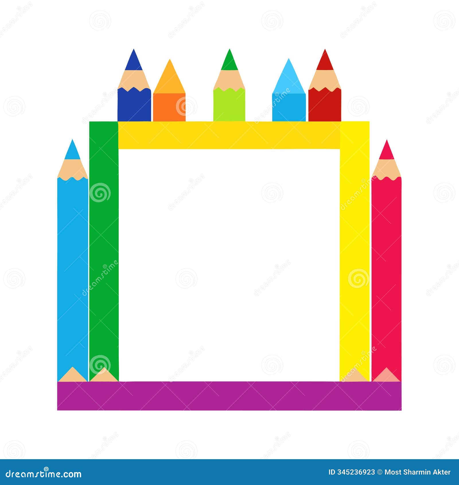 Rectangle Frame Made of Colored Pencils Graphic Design. Stock ...