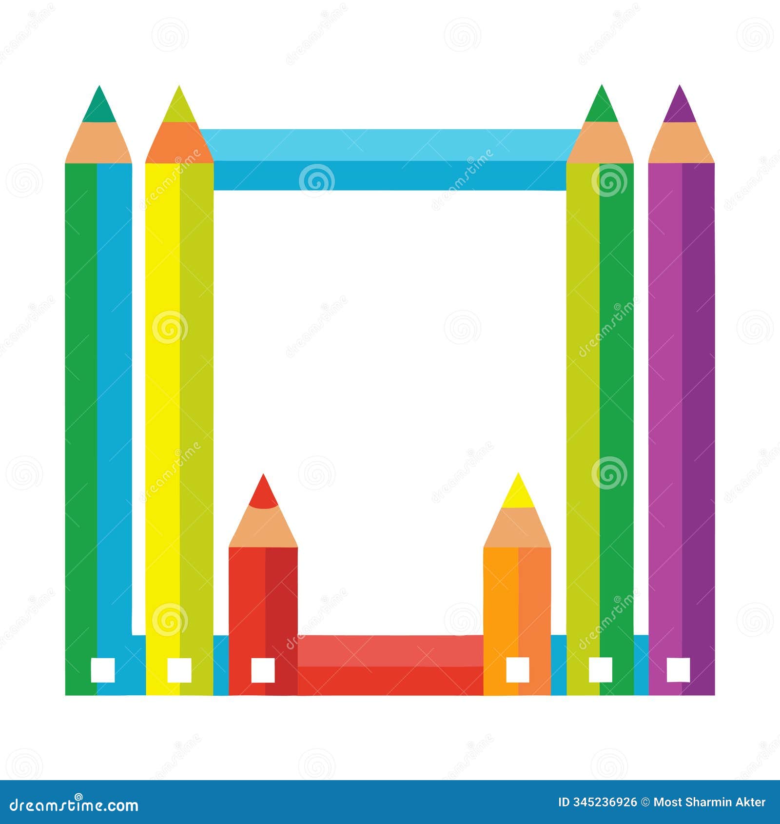 Rectangle Frame Made of Colored Pencils Graphic Design. Stock ...