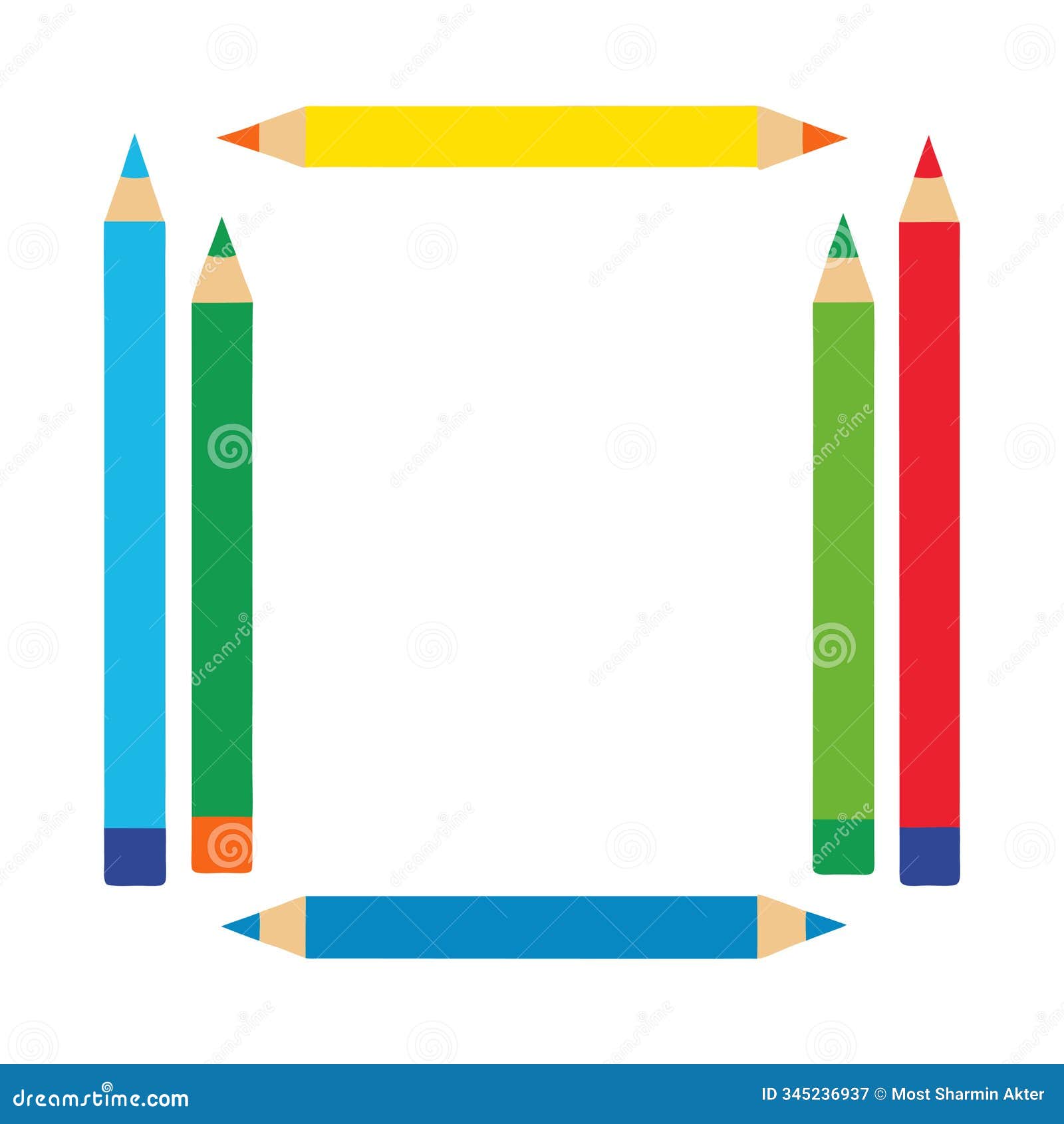 Rectangle Frame Made of Colored Pencils Graphic Design. Stock ...