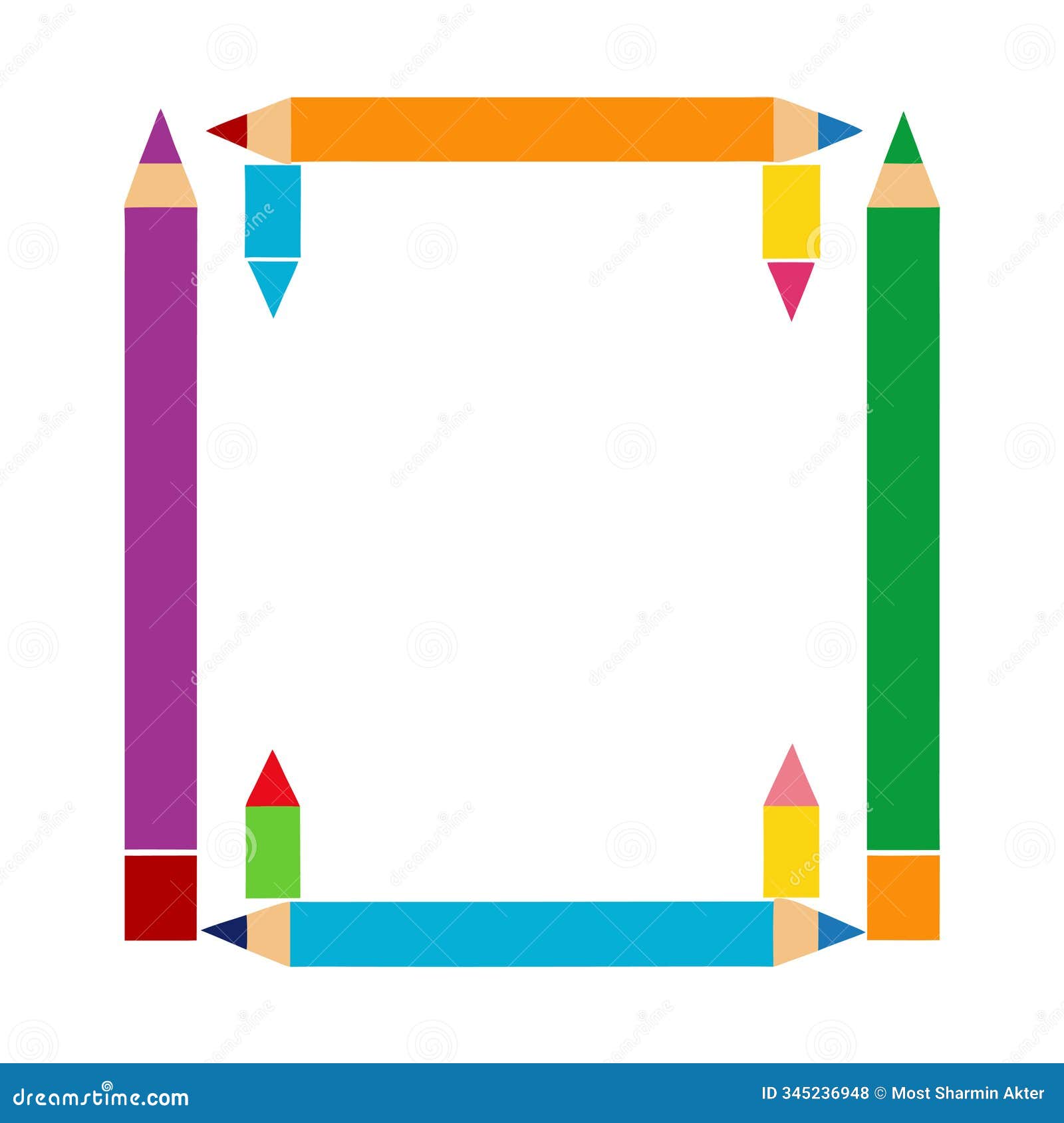Rectangle Frame Made of Colored Pencils Graphic Design. Stock ...