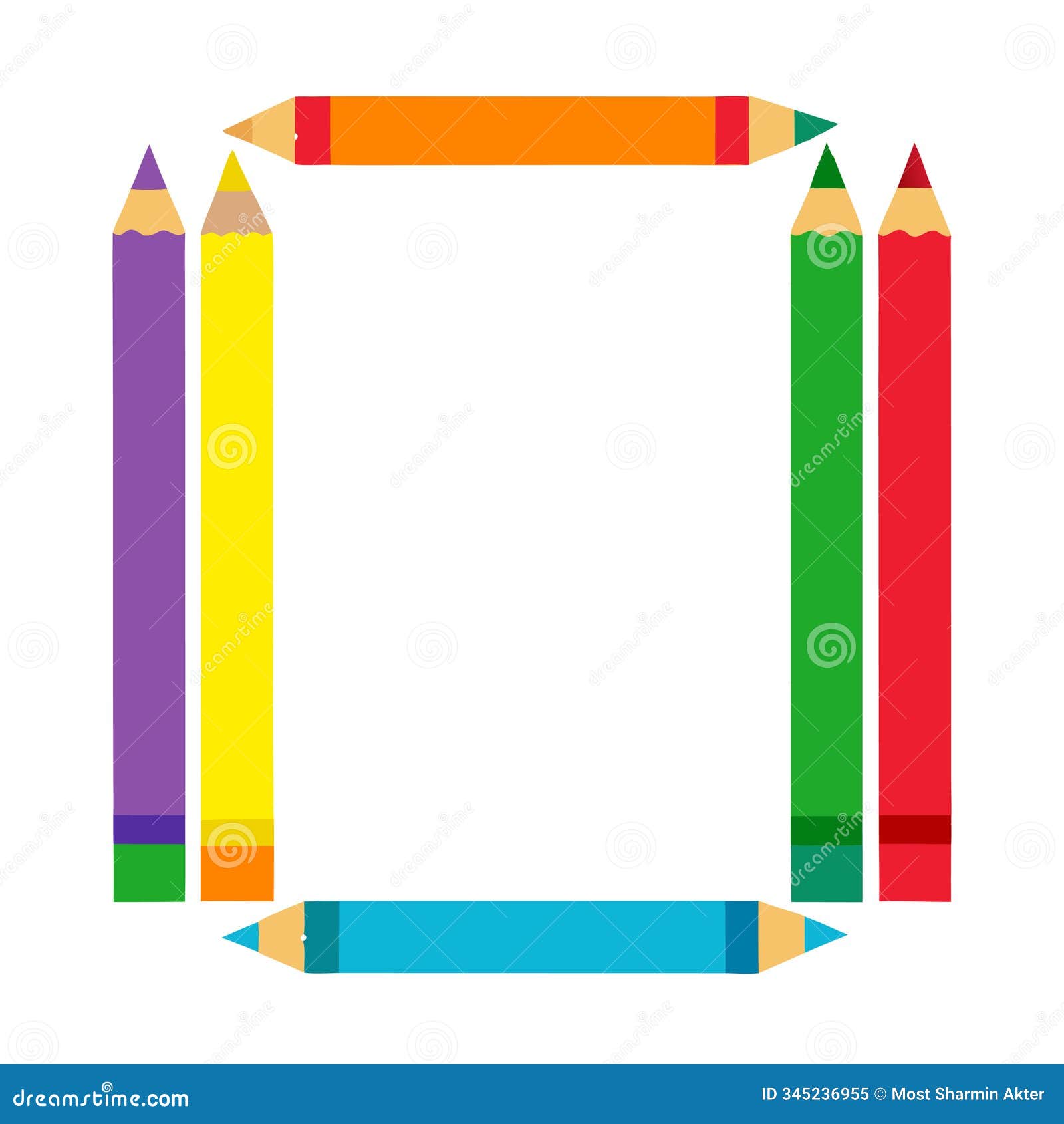 Rectangle Frame Made of Colored Pencils Graphic Design. Stock ...