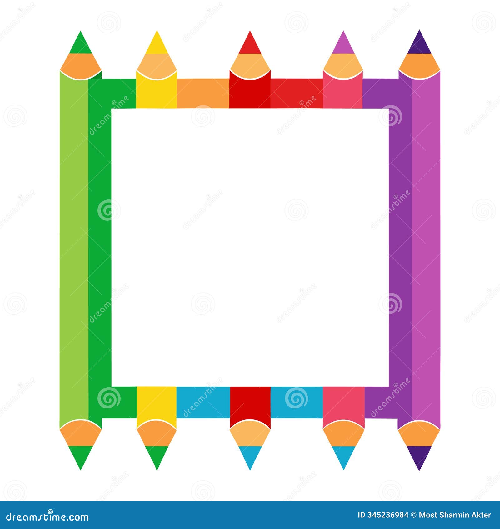 Rectangle Frame Made of Colored Pencils Graphic Design. Stock ...