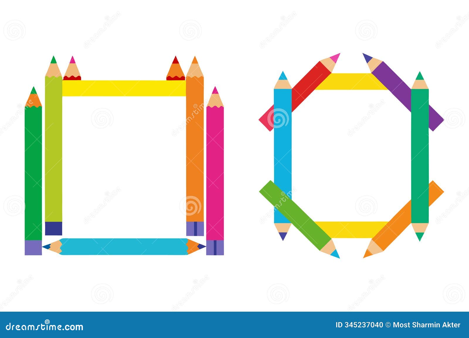 Rectangle Frame Made of Colored Pencils Graphic Design. Stock ...
