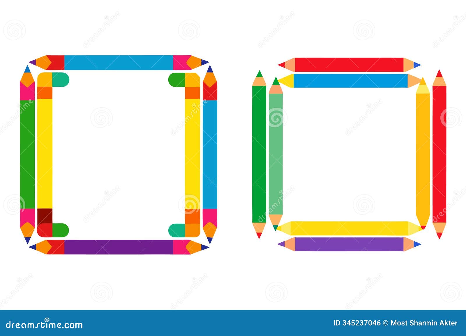 Rectangle Frame Made of Colored Pencils Graphic Design. Stock ...