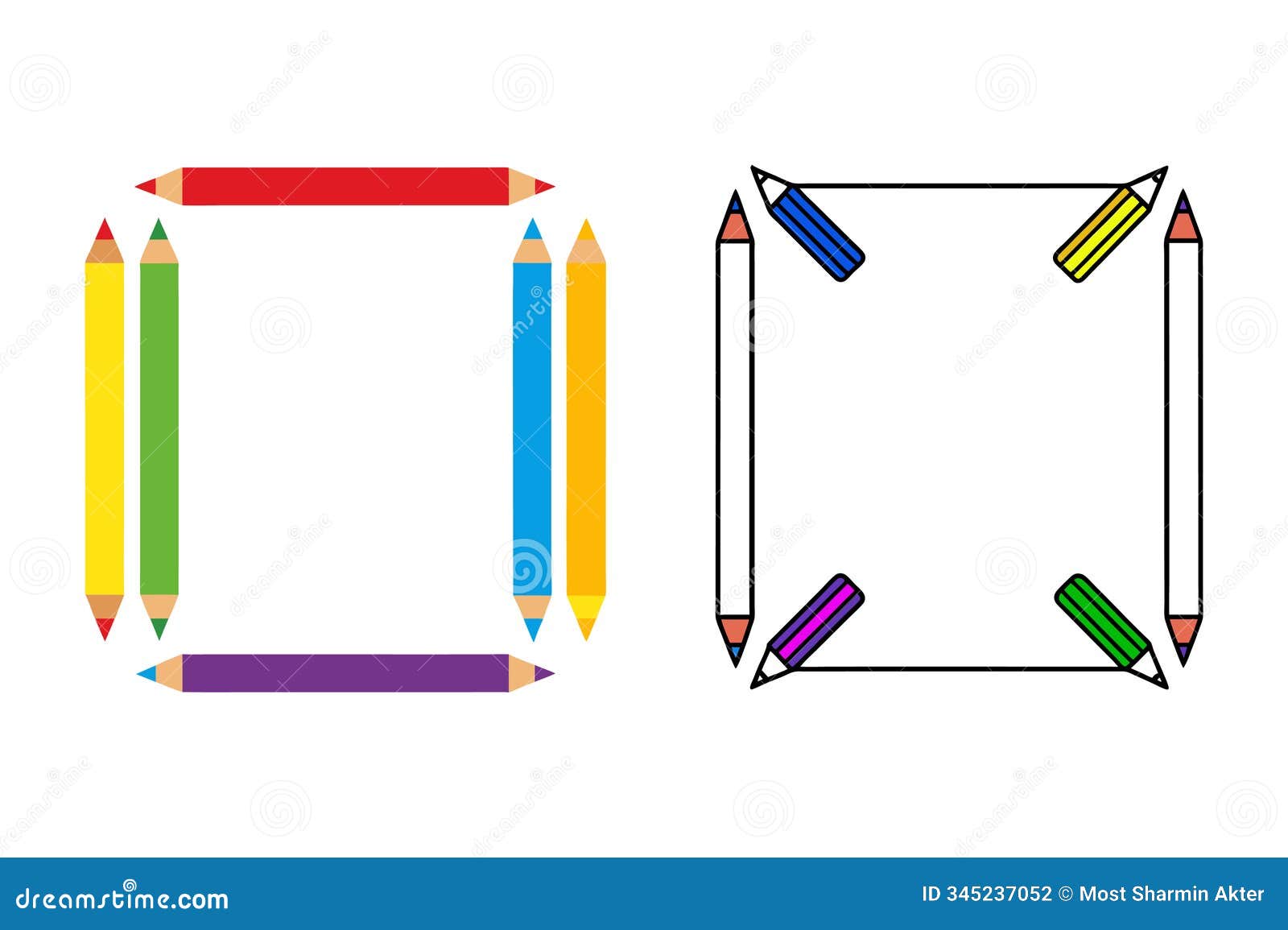Rectangle Frame Made of Colored Pencils Graphic Design. Stock ...