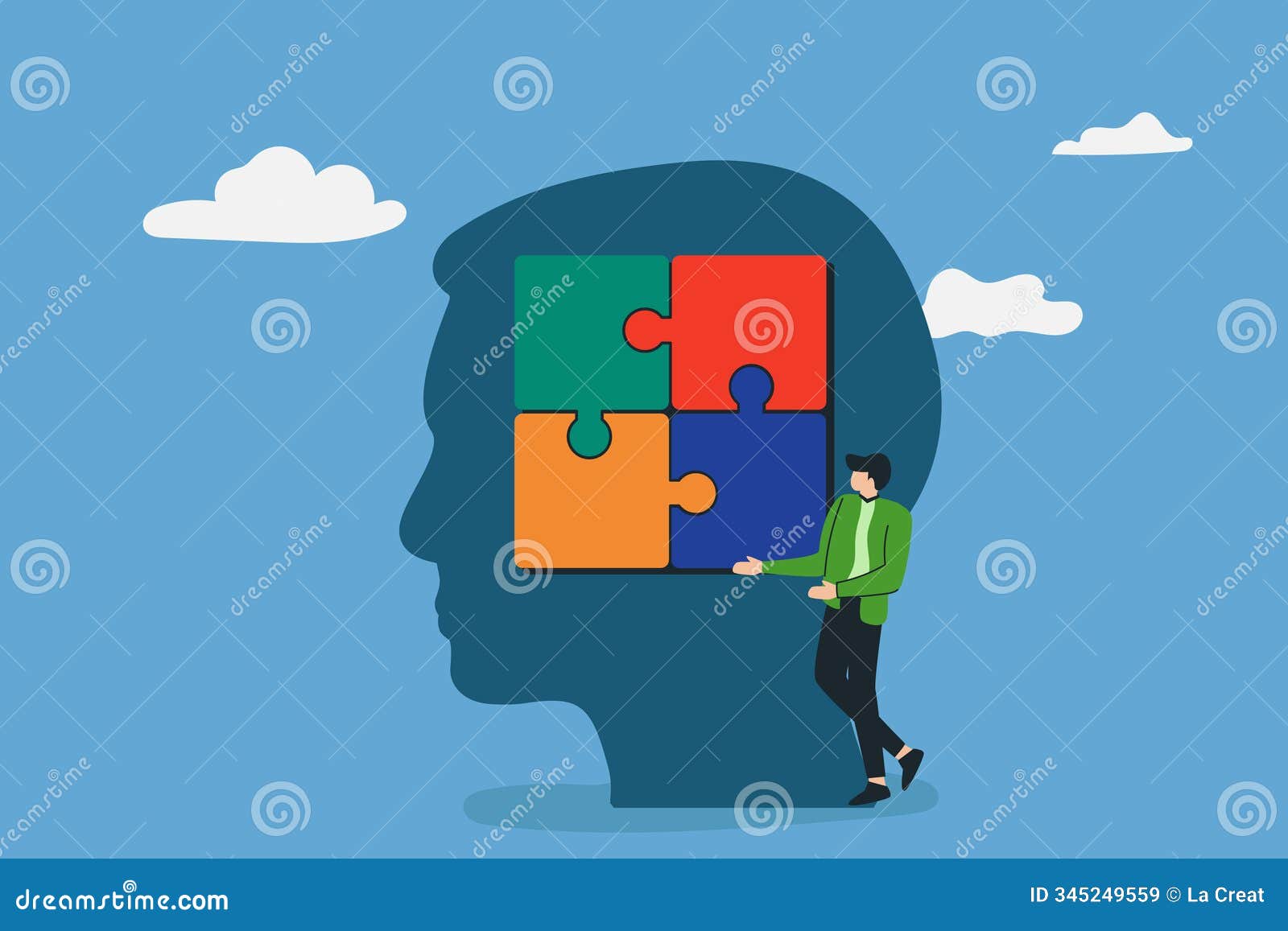 Positive Thingking Concept Human Brain Self Care Stock Vector ...
