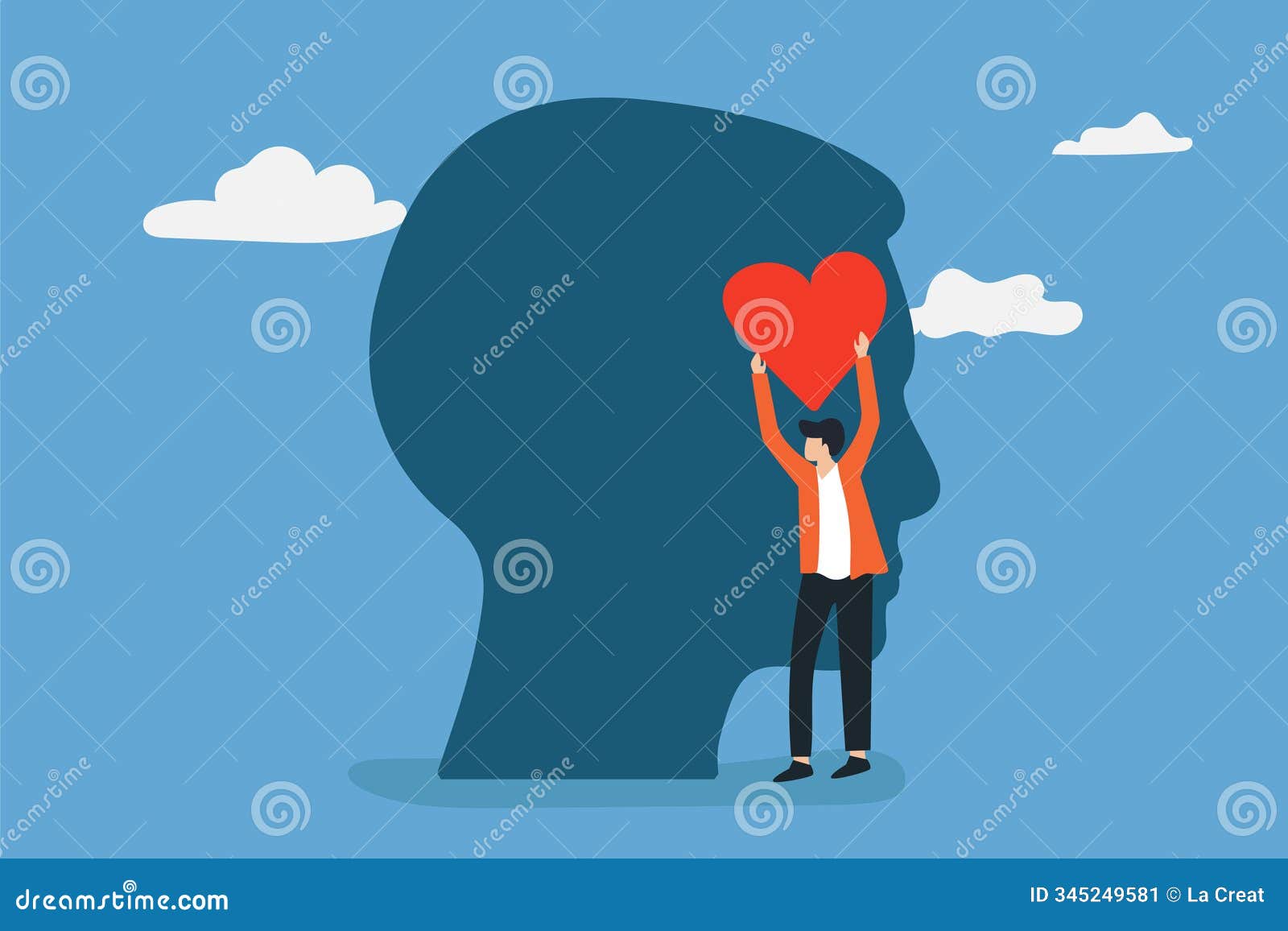Positive Thingking Concept Human Brain Self Care Stock Illustration ...