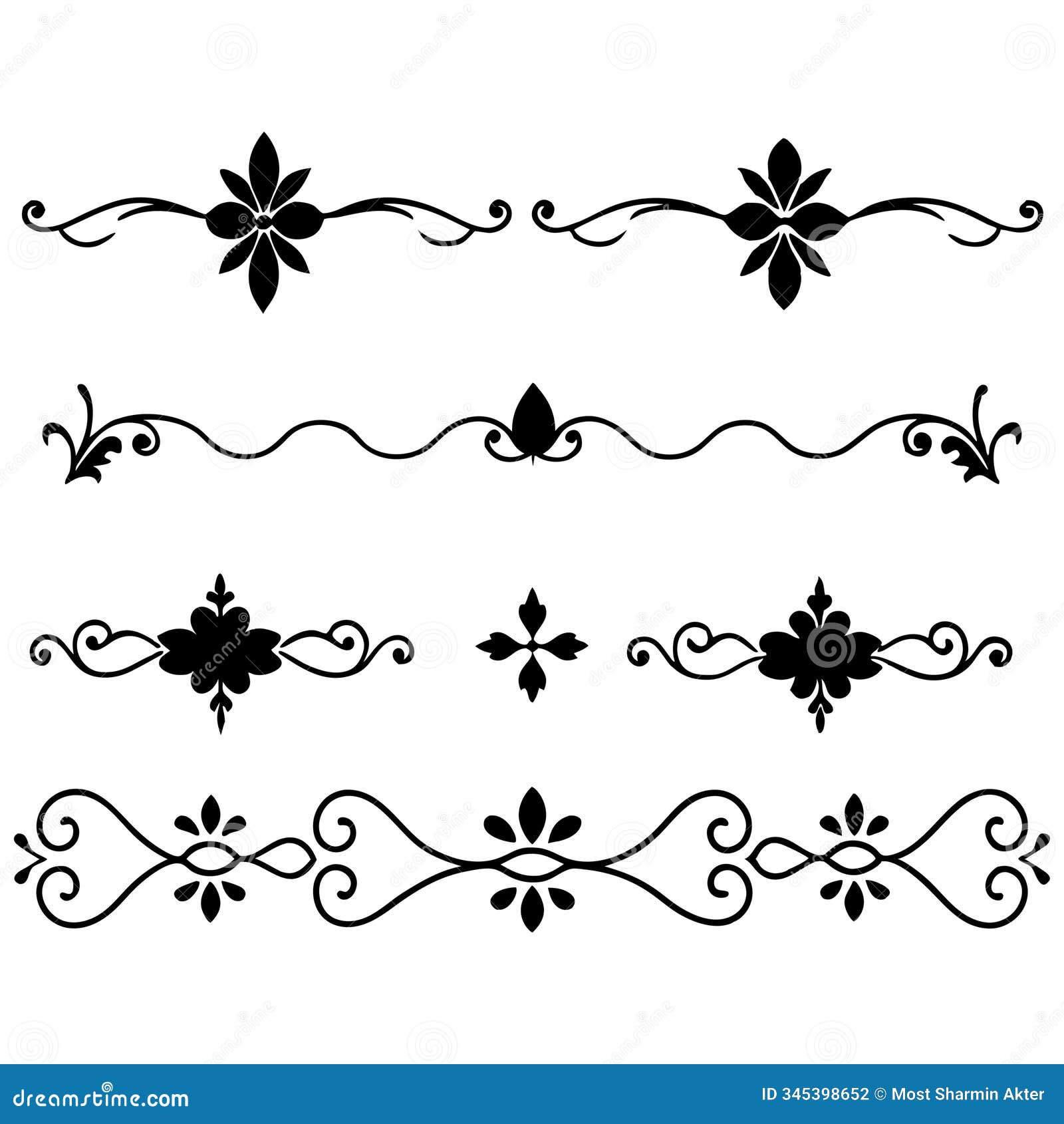 Elegant Divider Ornaments Vector Illustration Set. Stock Illustration ...