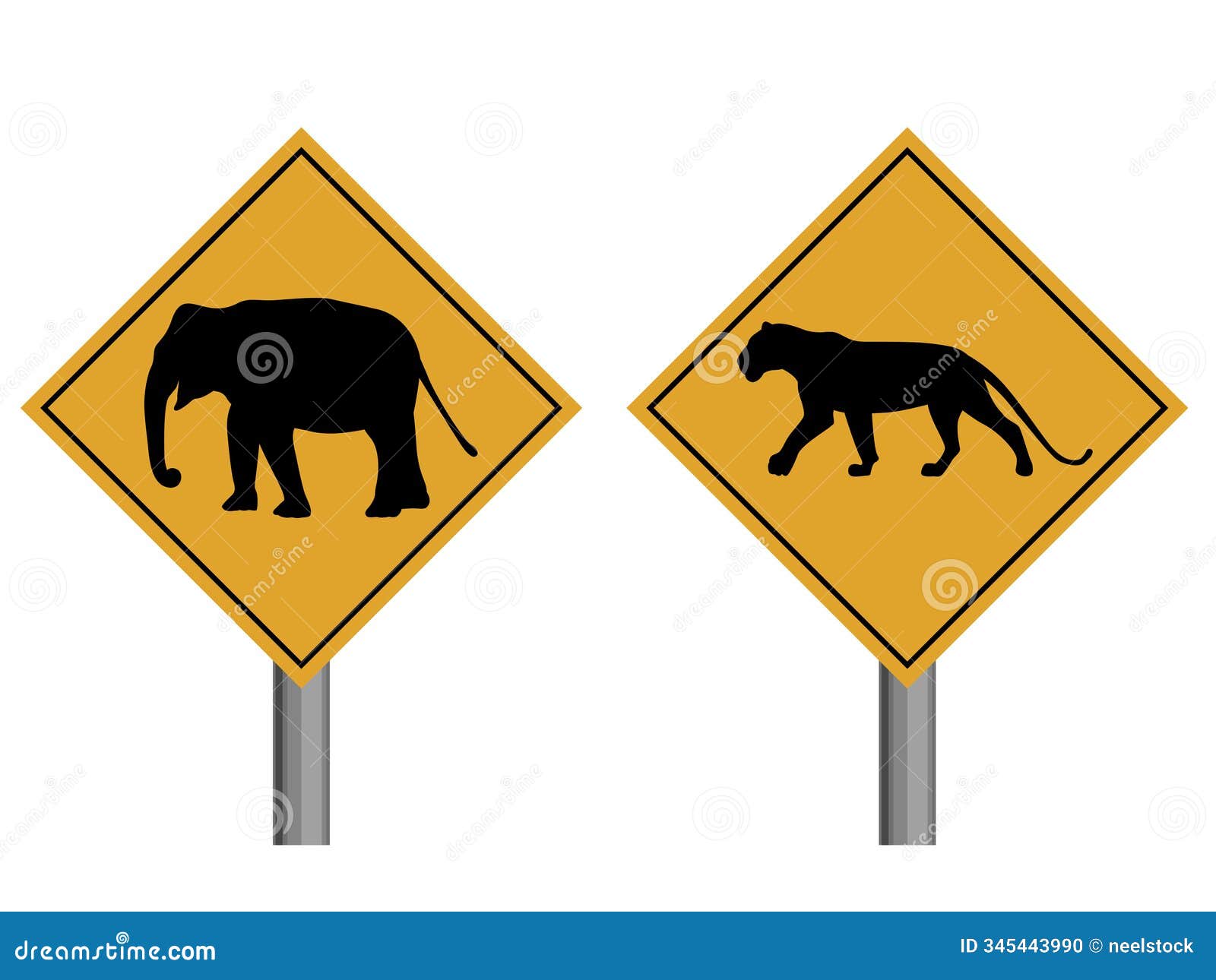 Animal sign board, stock vector. Illustration of yellow - 345443990