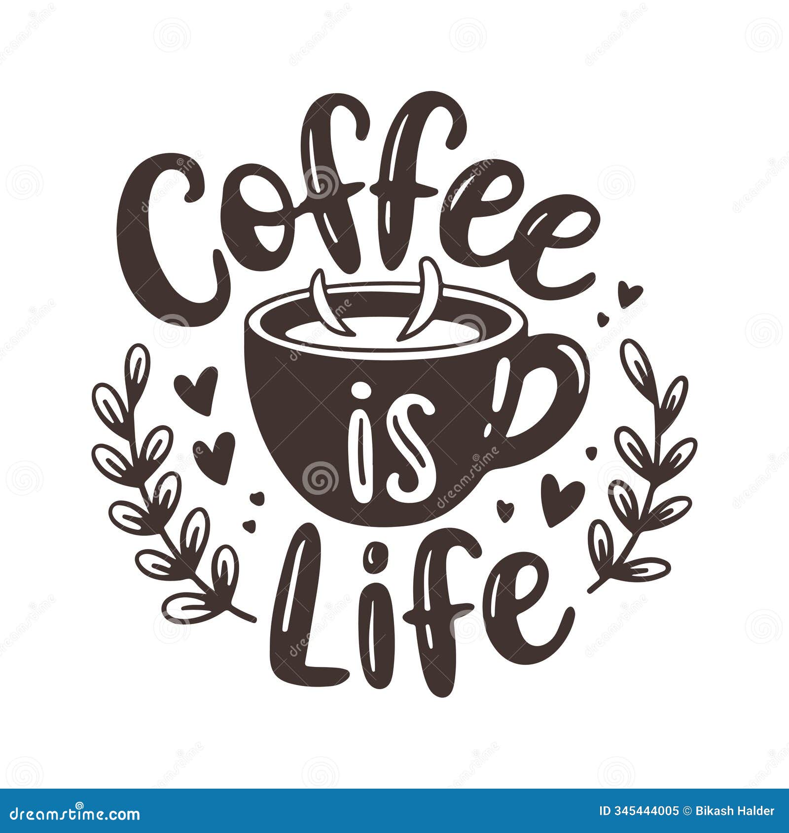 Coffee is Life Typography Design Stock Vector - Illustration of ...