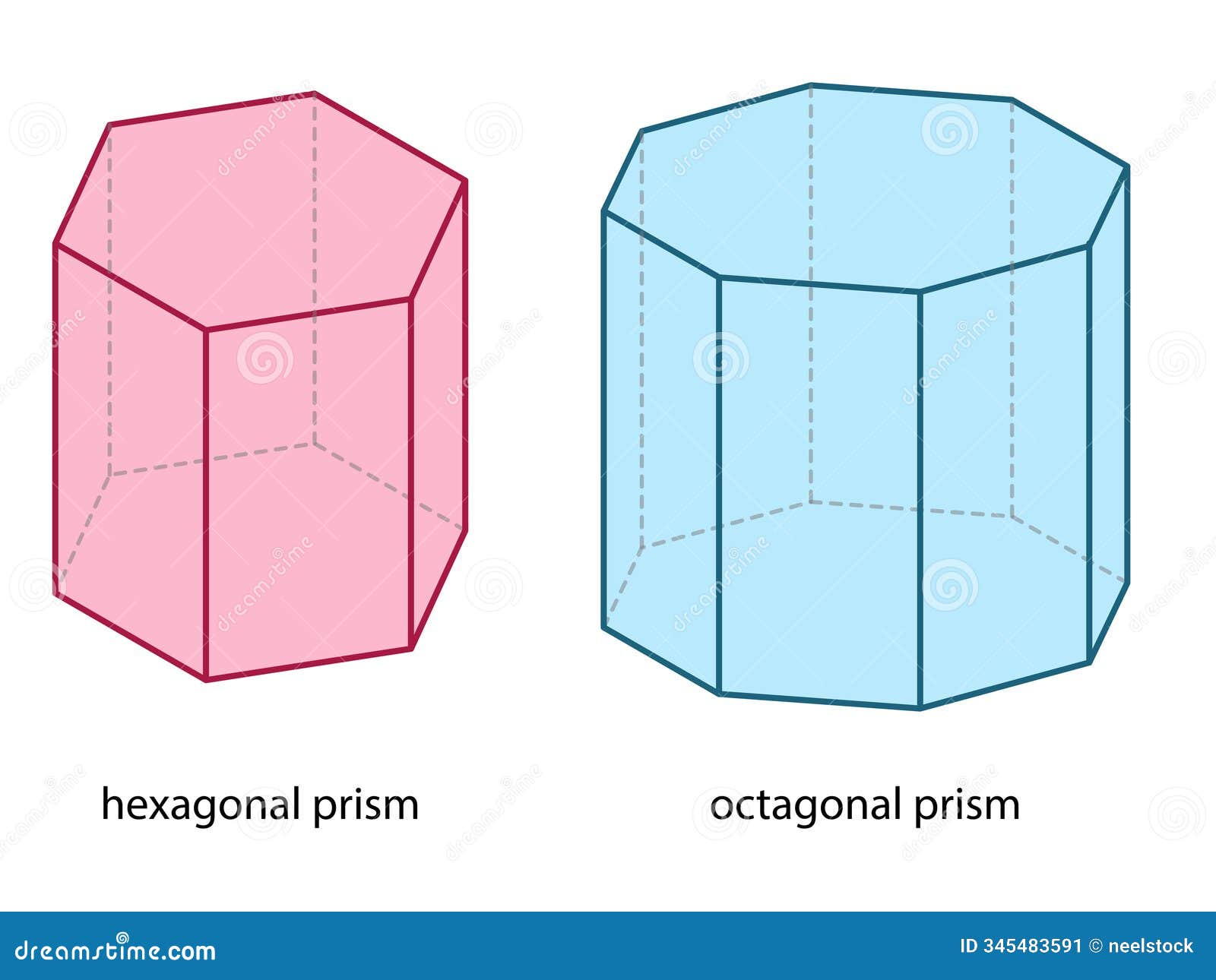 Geometric Shapes - Octagonal Prism and Hexagonal Prism Stock Vector ...