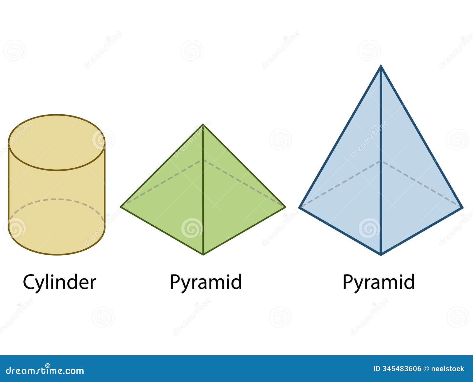 Geometric Shapes - Pyramid - Cylinder Stock Vector - Illustration of ...