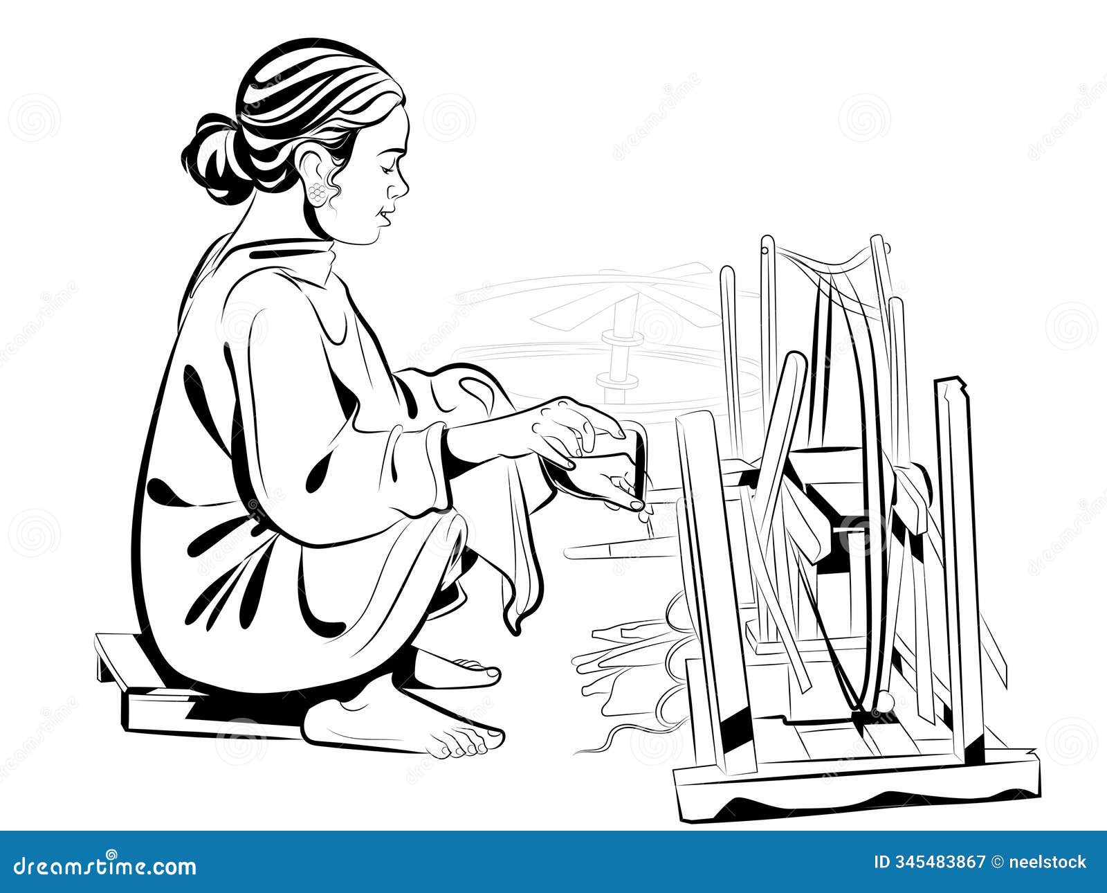 Woman Traditional Handloom Weaver Stock Vector - Illustration of ...
