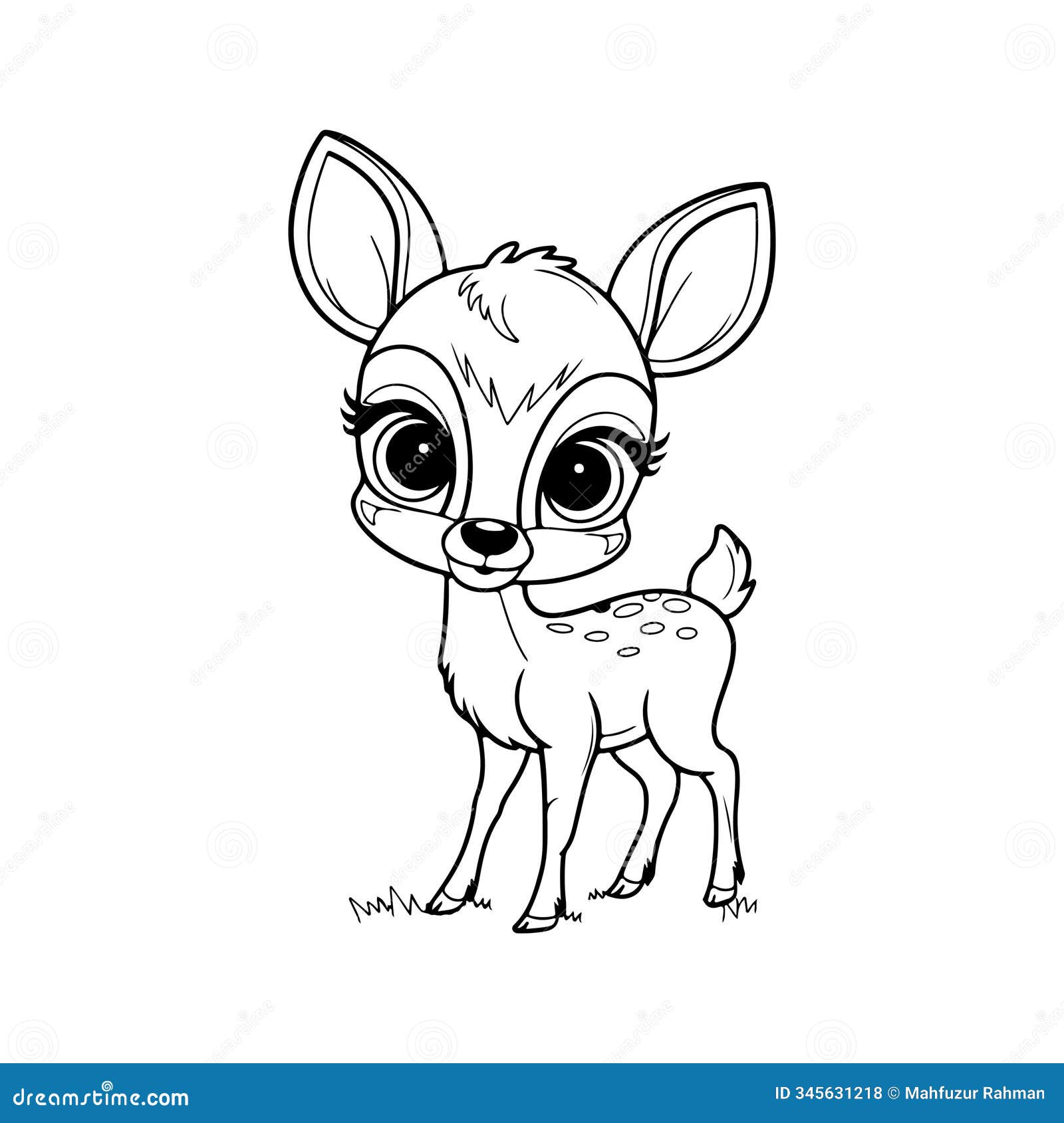 Line art of a cute dear stock illustration. Illustration of brand ...