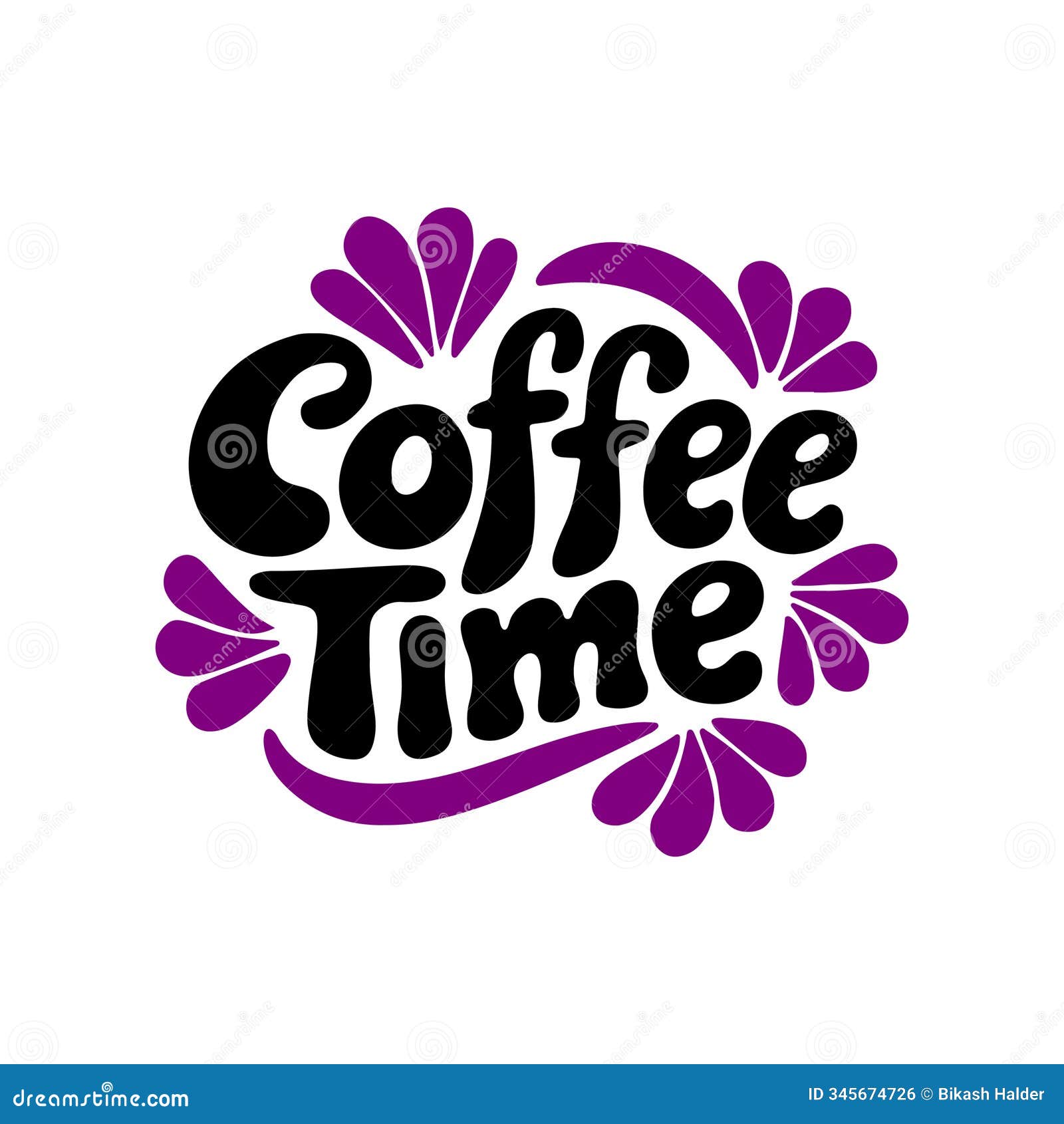 Coffee Time Fun Typography Art Stock Illustration - Illustration of ...