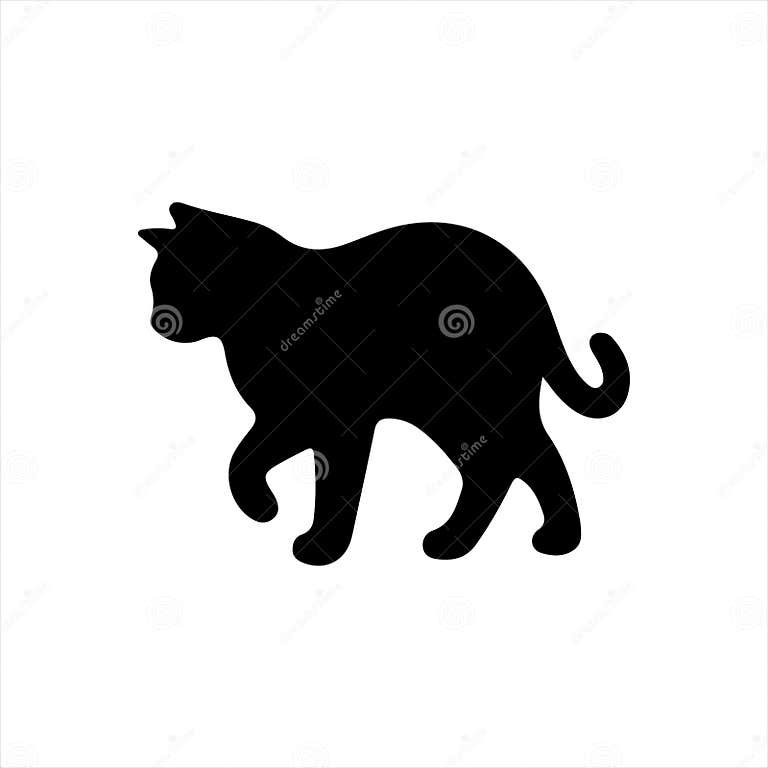The Image is a Silhouette of a Cat. the Cat Appears To Be in a Crouched ...