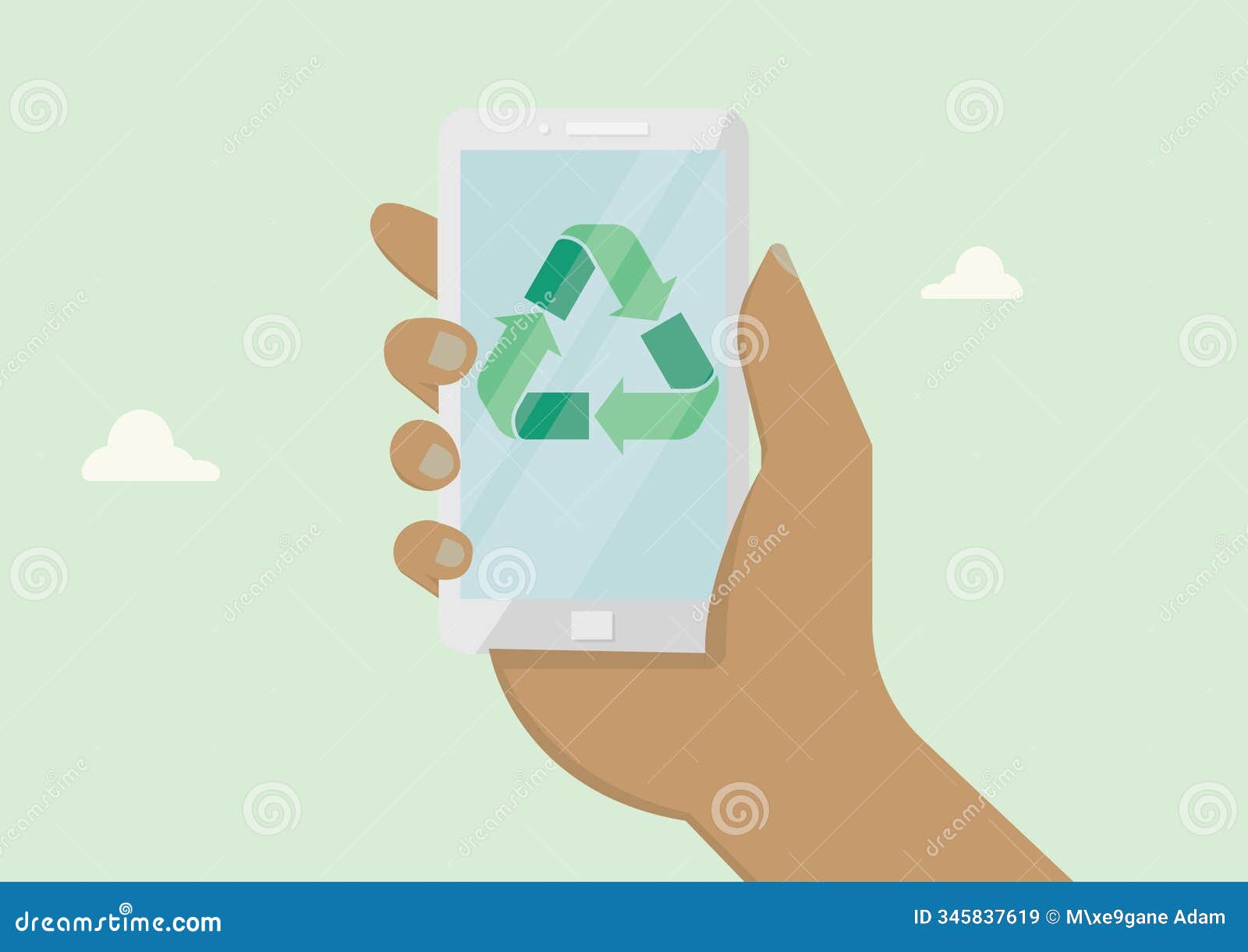 Hand Holding Smartphone with Recycling Symbol on the Screen Stock ...