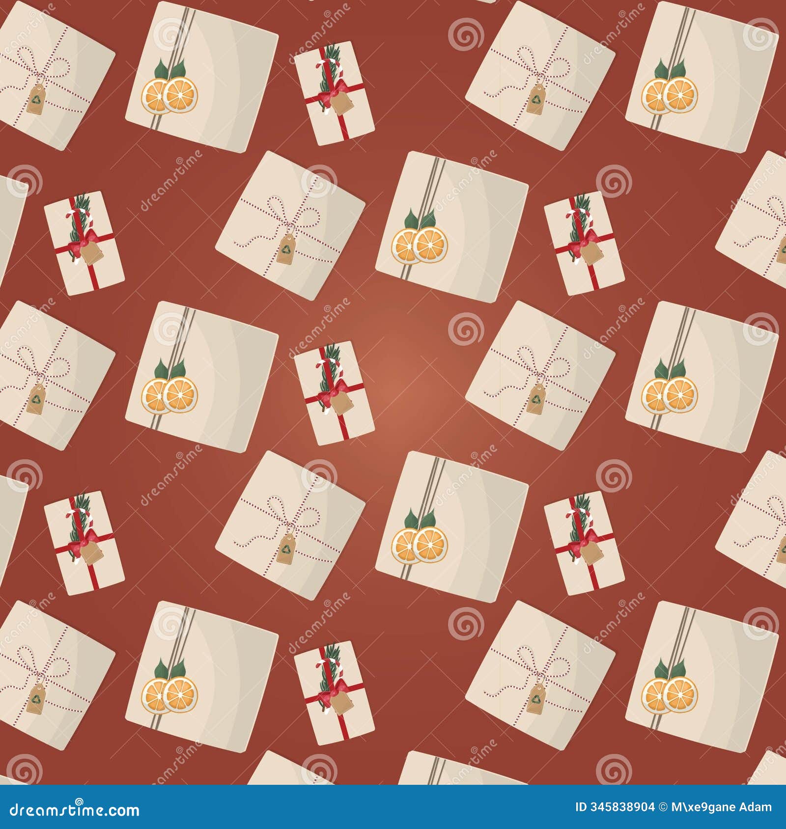 Christmas Gift Pattern with Orange Slices Stock Illustration ...