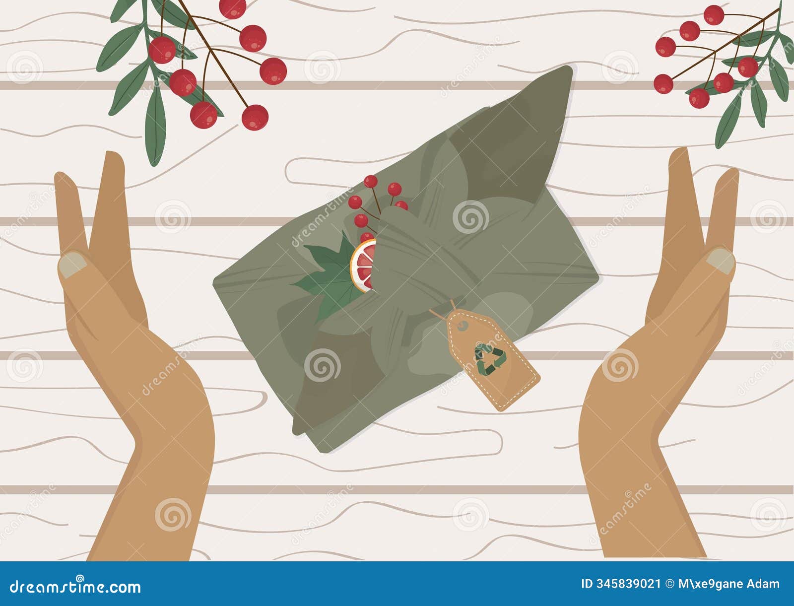 Furoshiki Wrapping Set, Japanese Traditional, Flat Vector Isolated ...