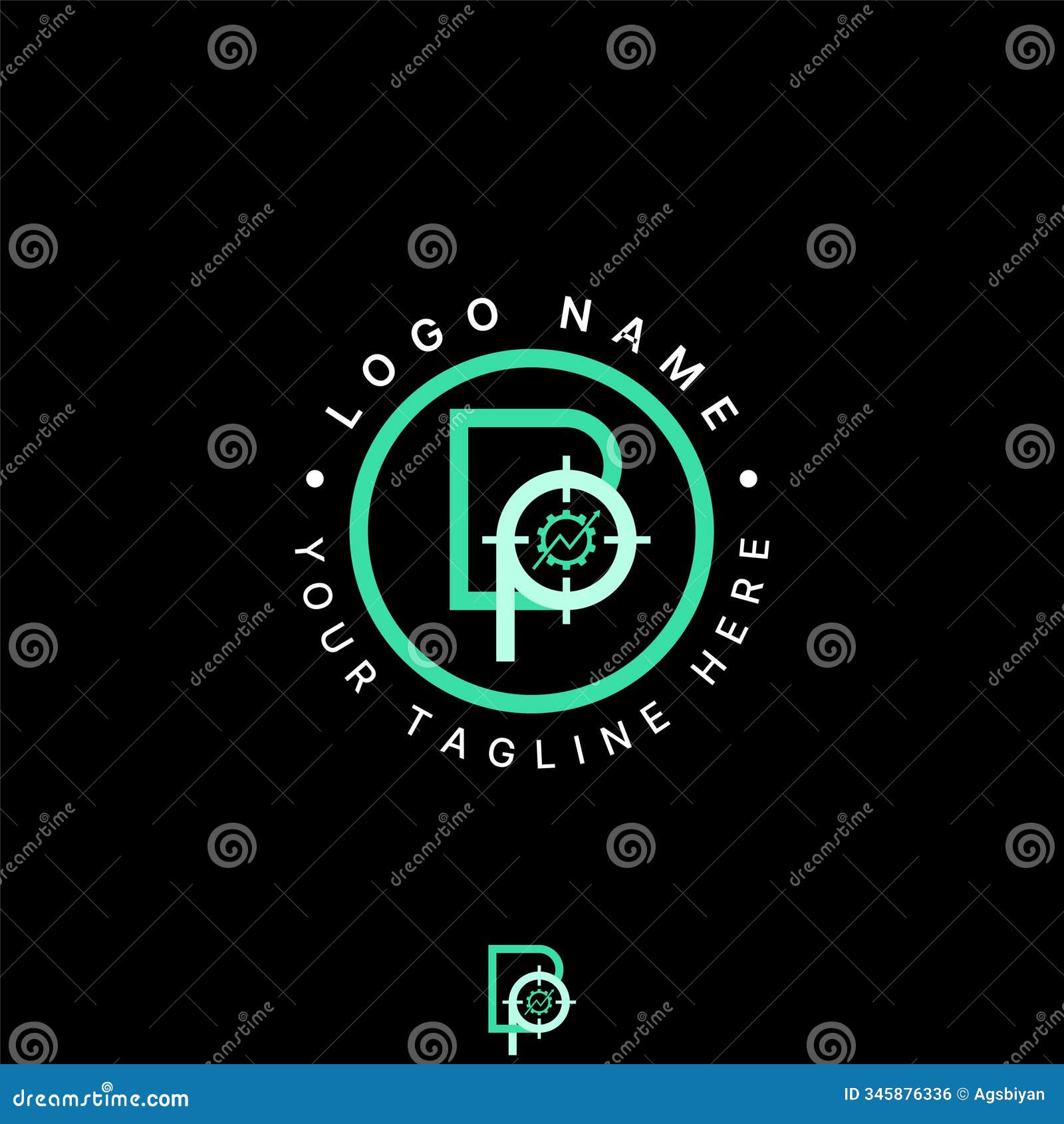 Initial BP or PB Font Connected Gear Target Focus. Related Monogram ...