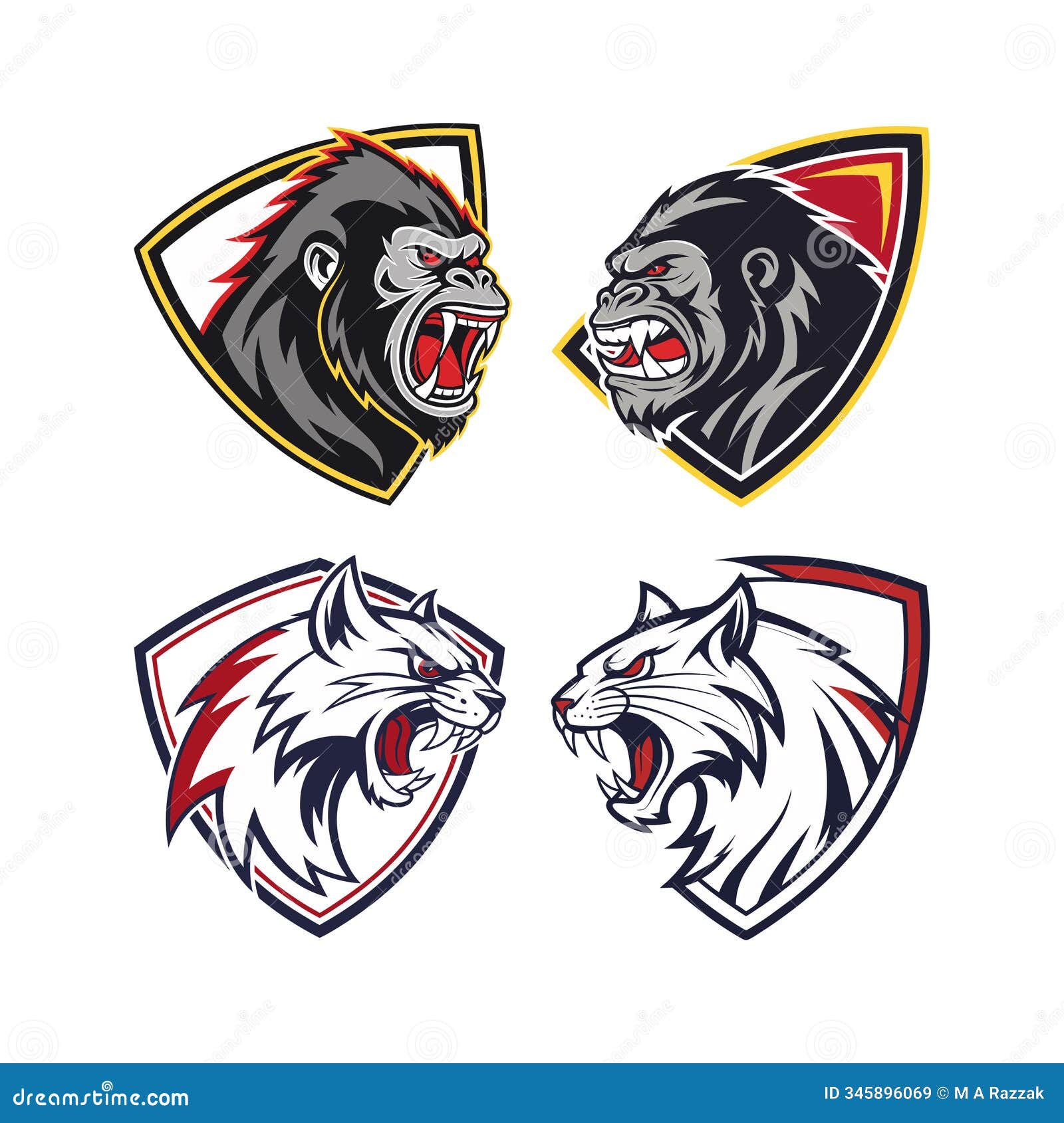Ferocious Head Mascot Logo. Bold and Intimidating Design Stock ...