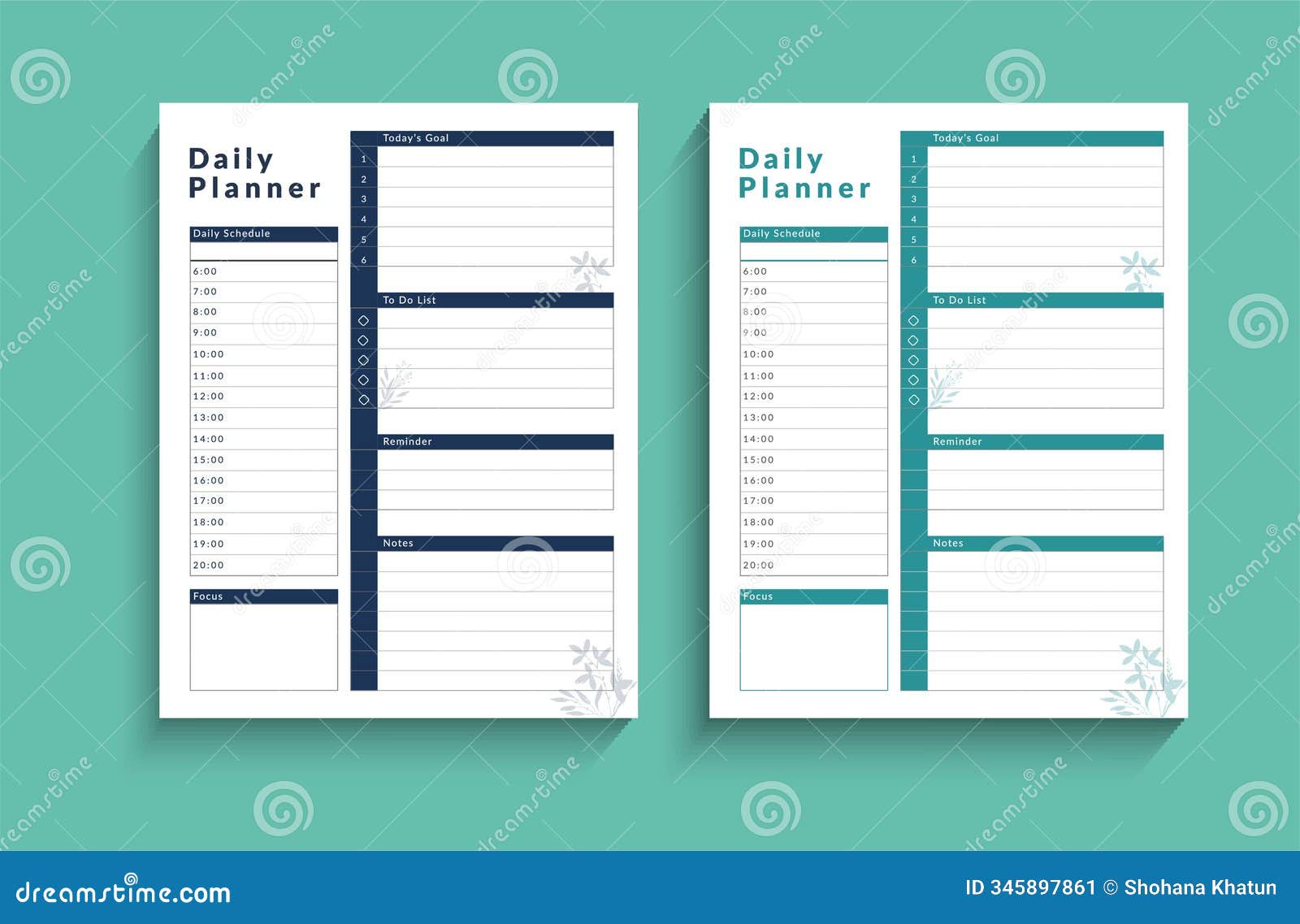 Daily Planner Template Design, Planner Design with Different Colour ...