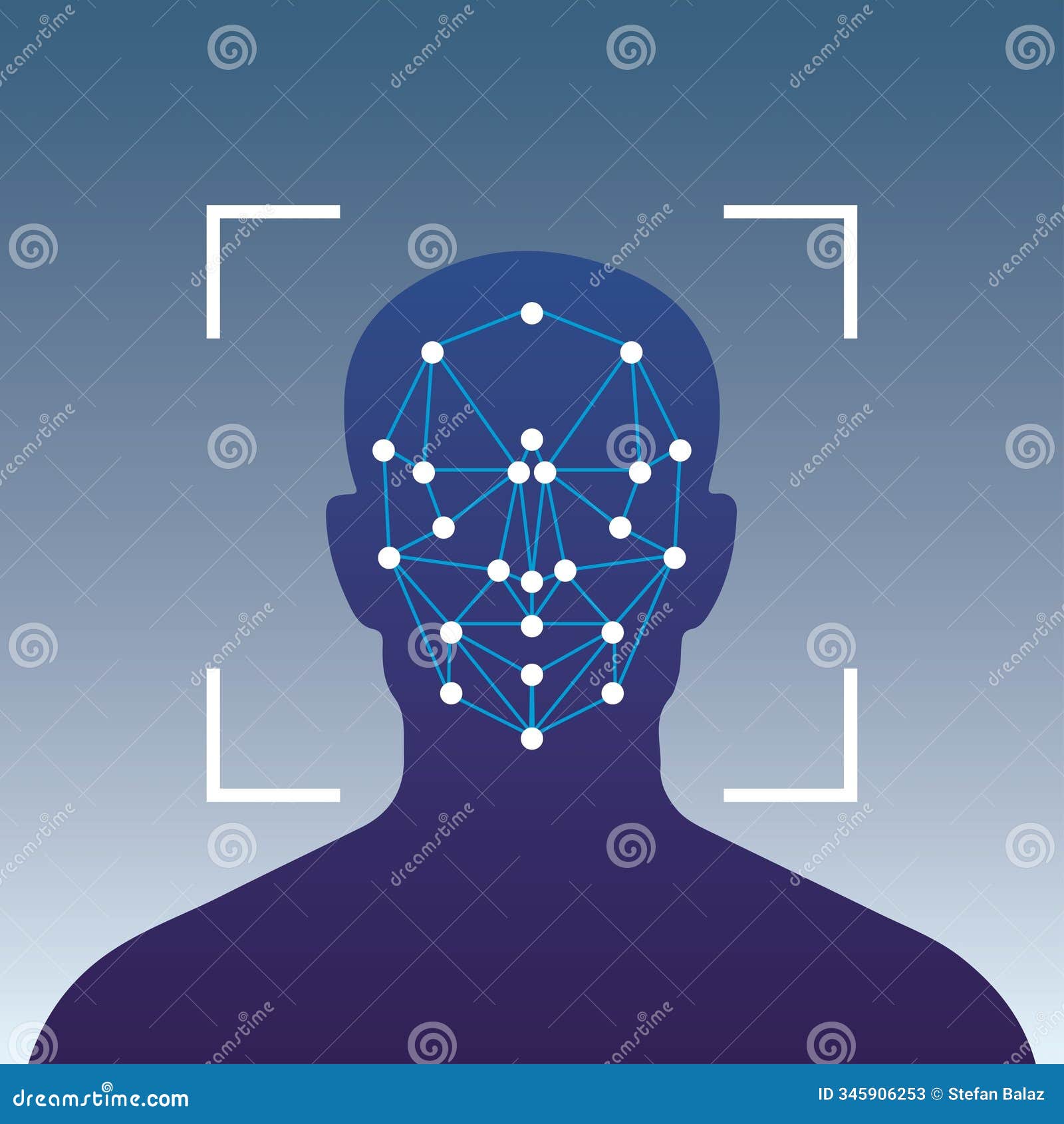Face Recognition Icon with Check Mark Sign Symbol Vector Illustration ...