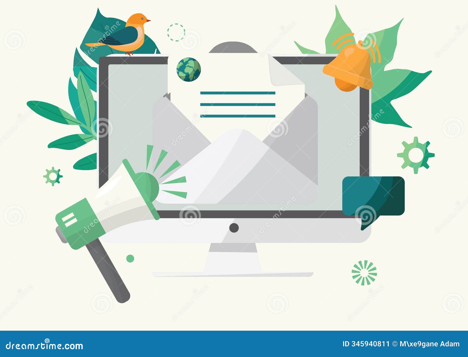 Digital Communication with Environmental Elements, Symbolizing Eco ...