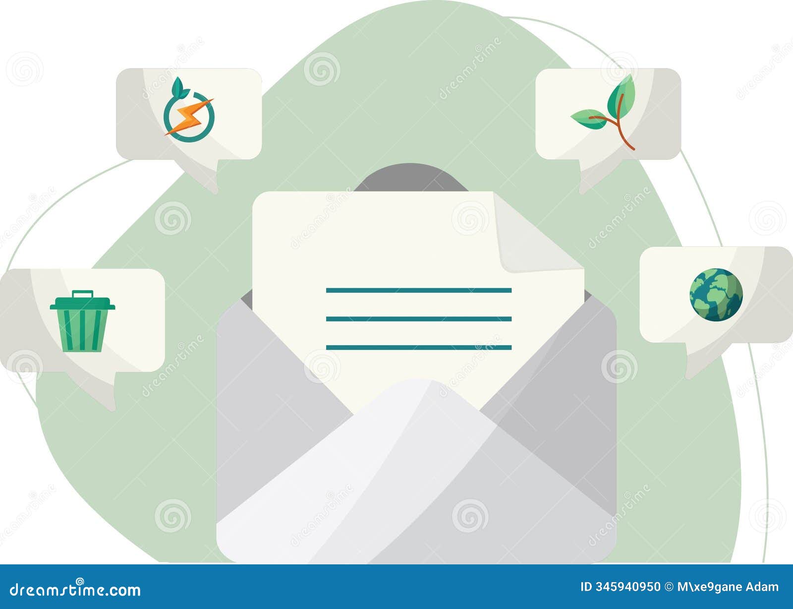Eco-friendly Communication Concept with Open Envelope and Environmental ...