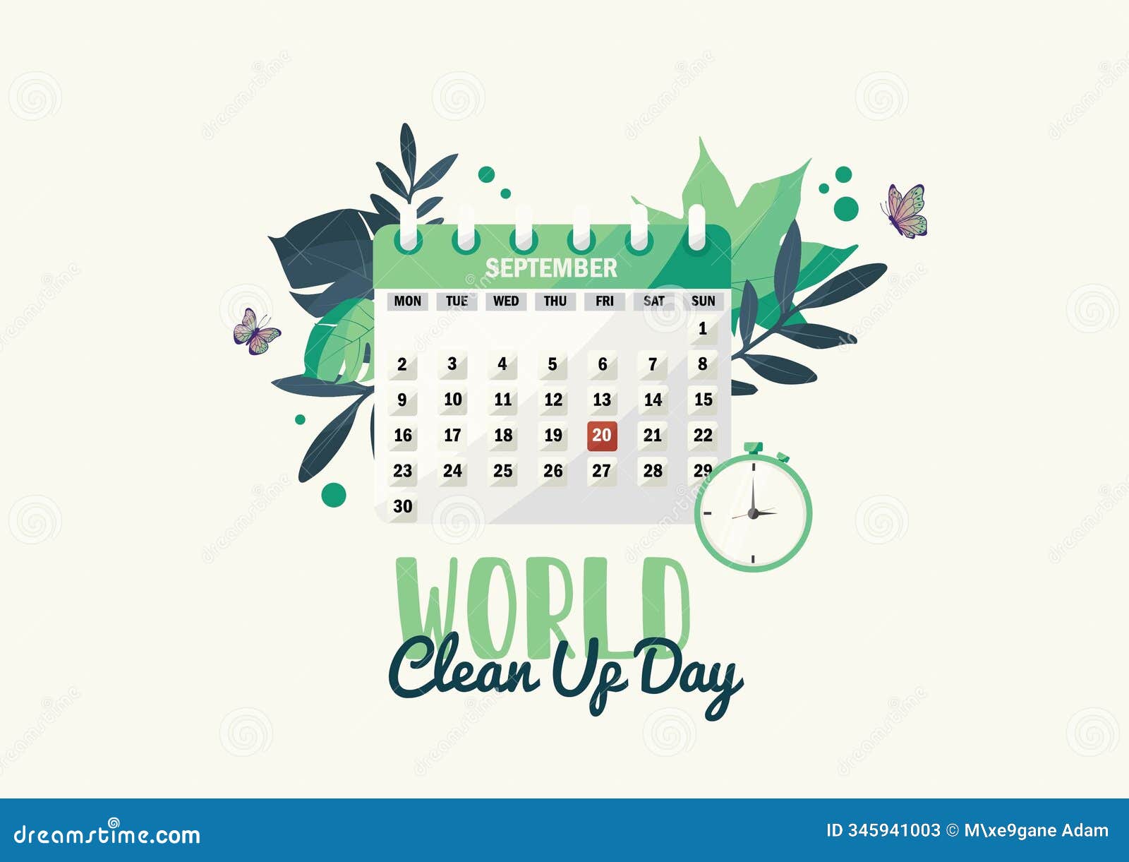 World Clean Up Day Poster with September Calendar Stock Illustration ...