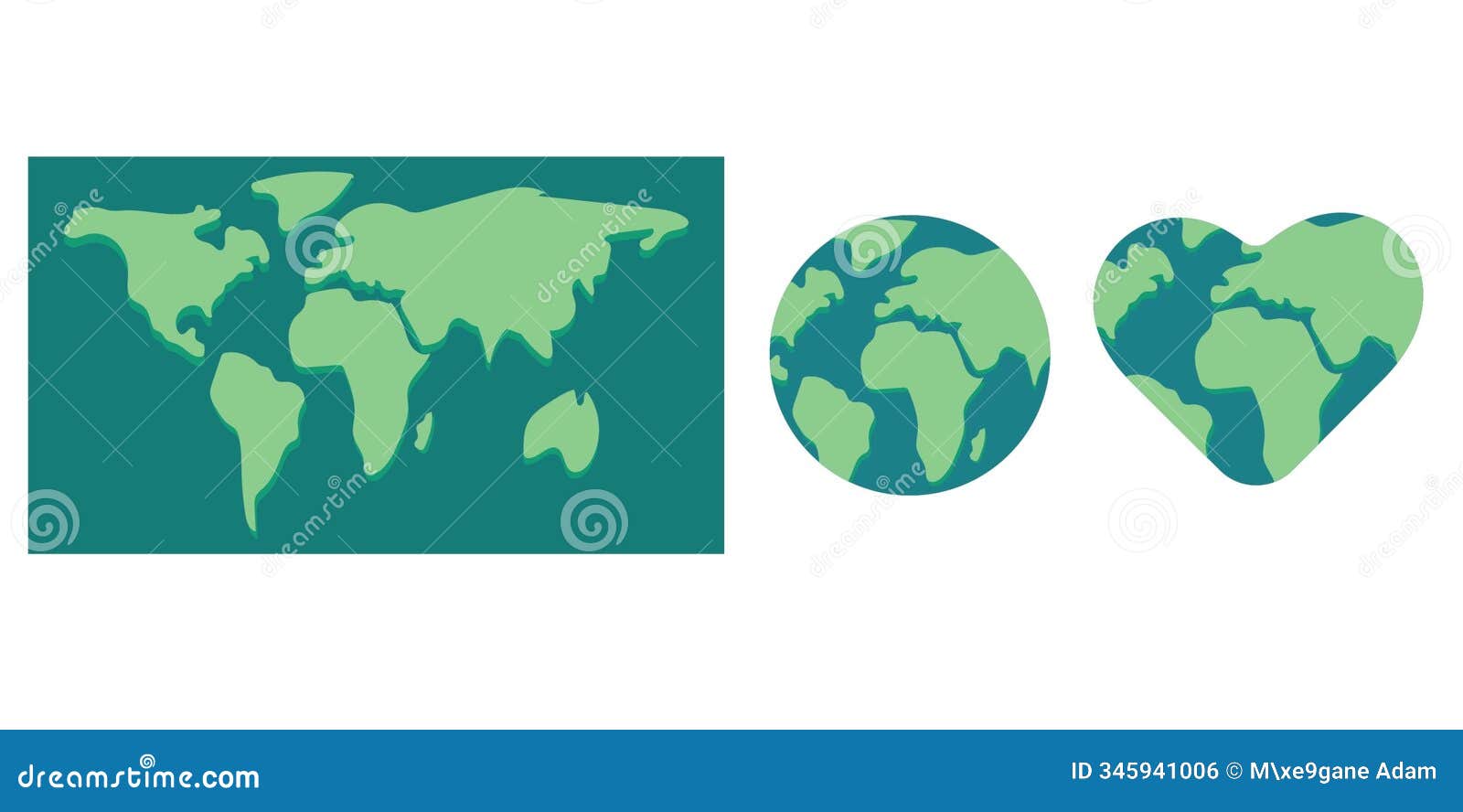 World Map in Different Shapes Isolated on Transparent Background. Earth ...