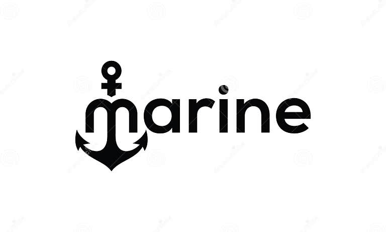 Marine Typography Logo Design, Anchor Graphic Vector Concept Stock Illustration - Illustration ...