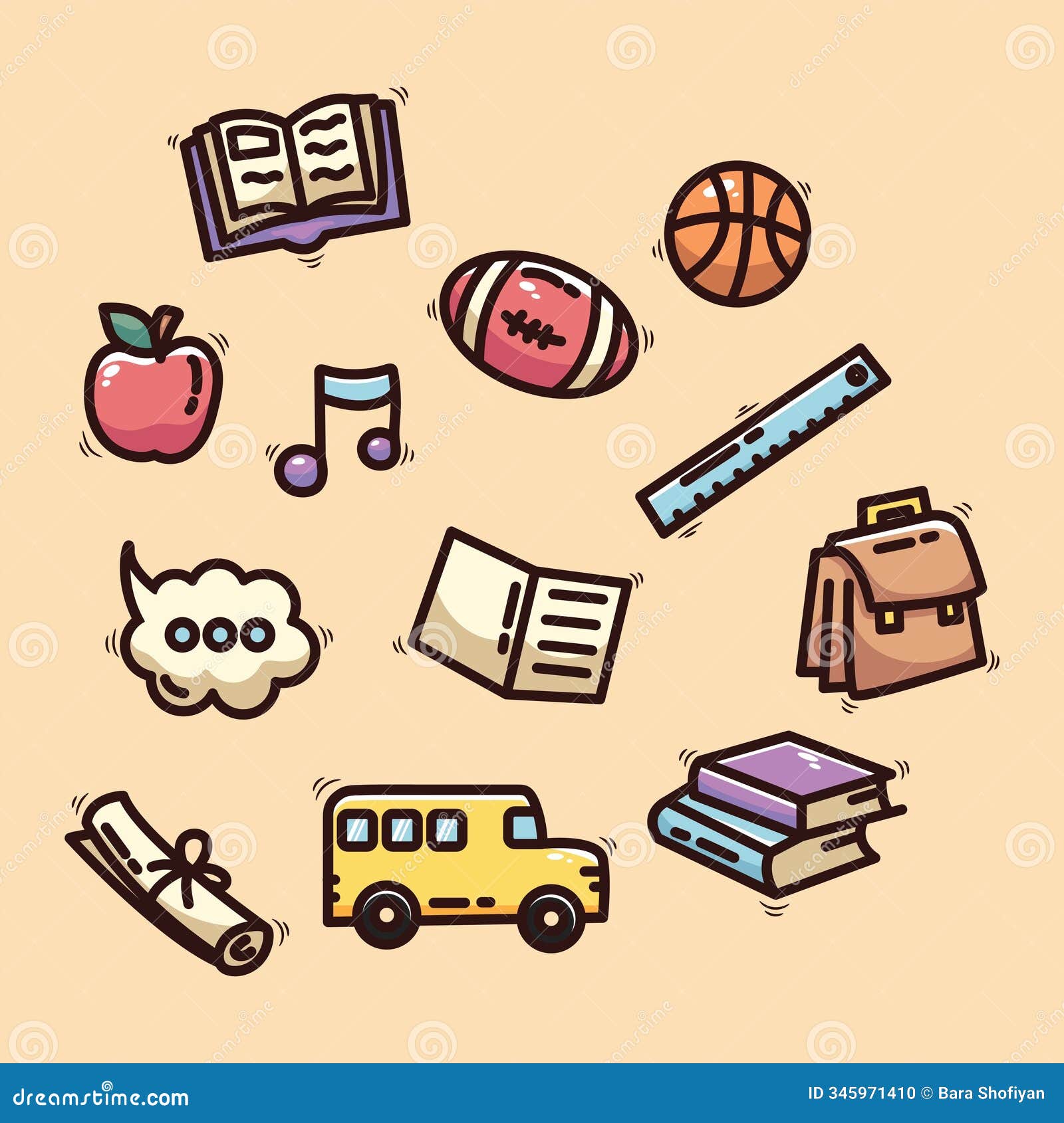 School and Education Doodle Icons Set, Vector Illustration Stock ...