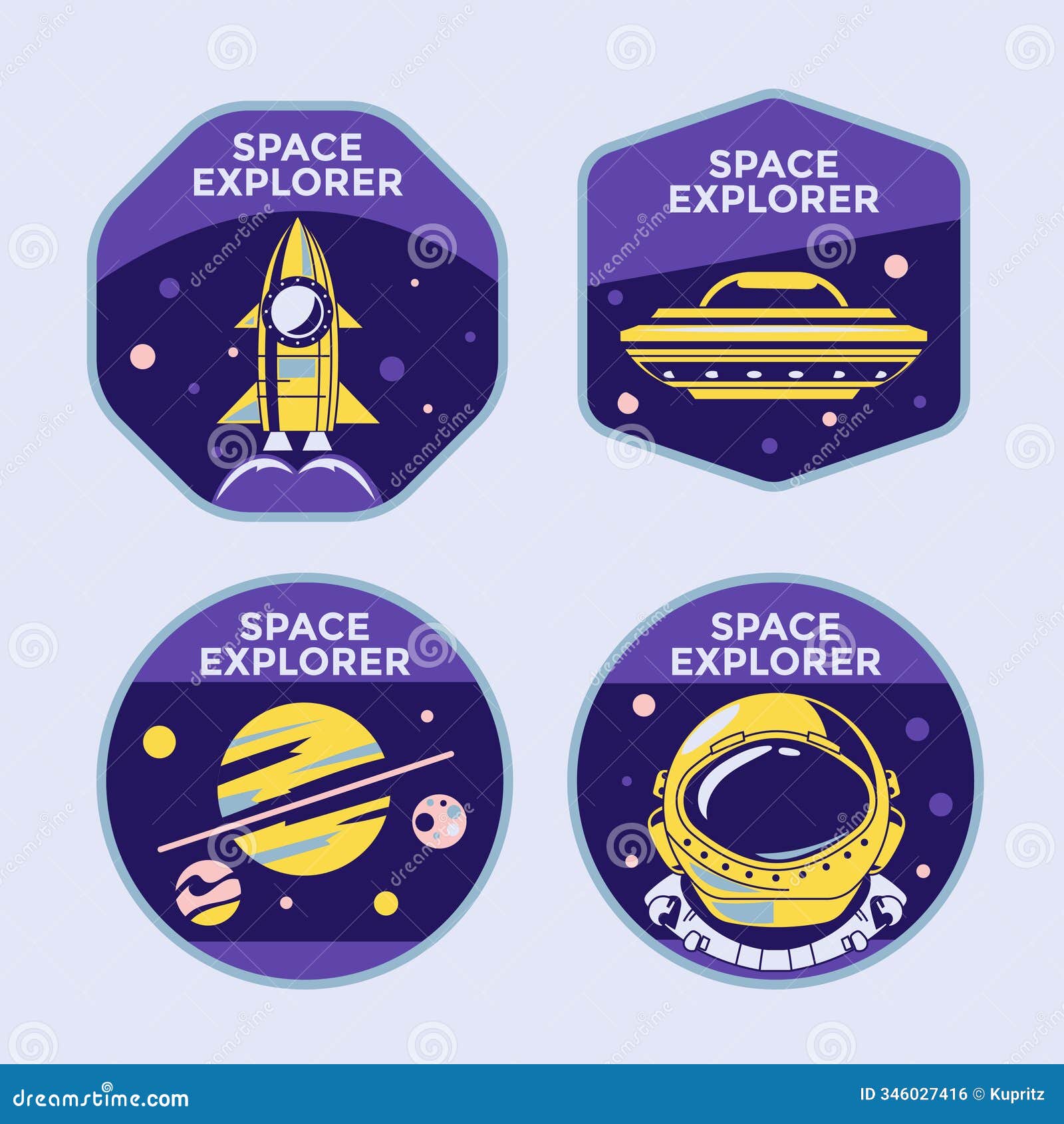 Set of Space Mission Patch Badges and Logo Emblems Vector Stock Vector ...