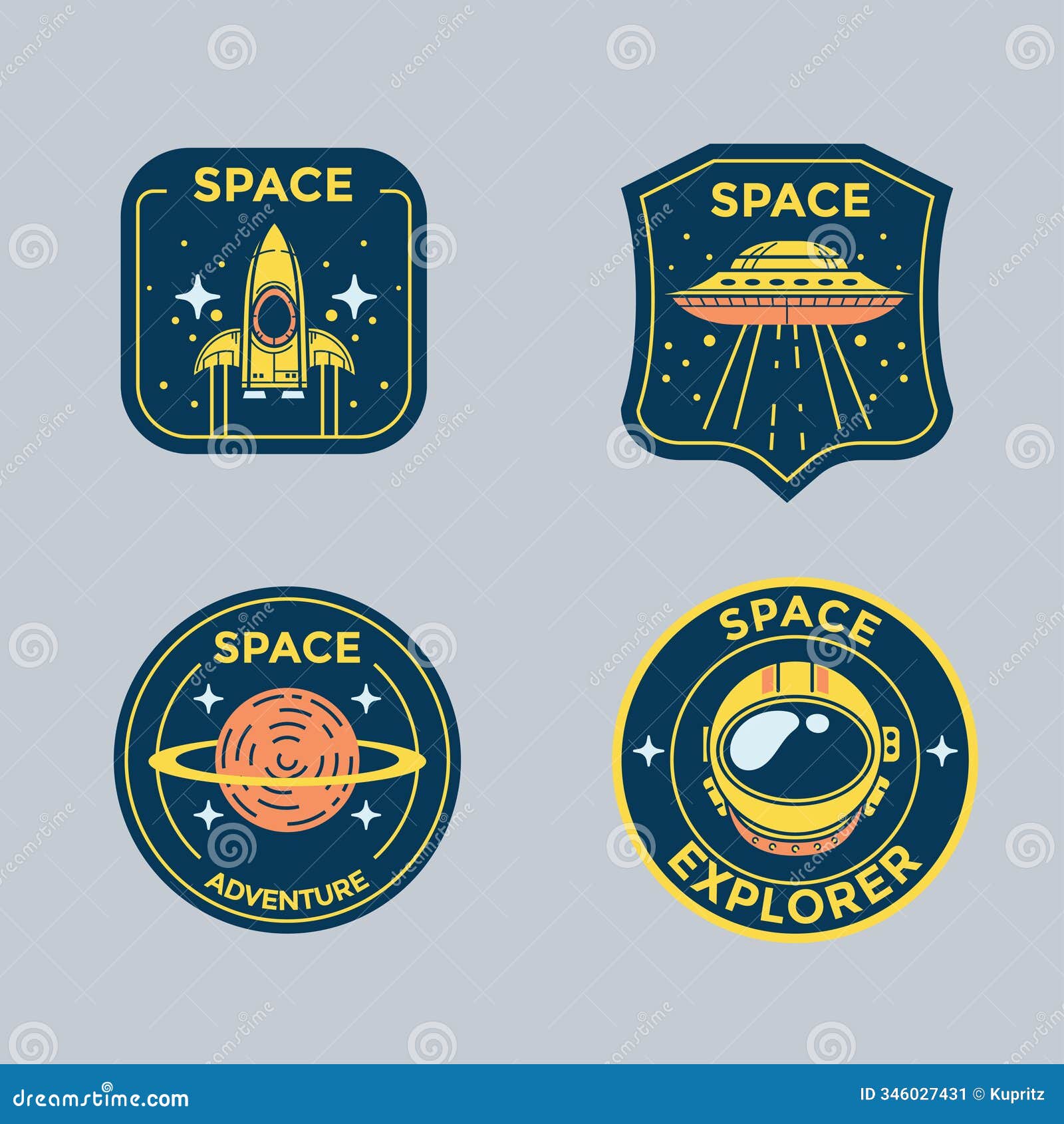 Set of Space Mission Patch Badges and Logo Emblems Vector Stock Vector ...