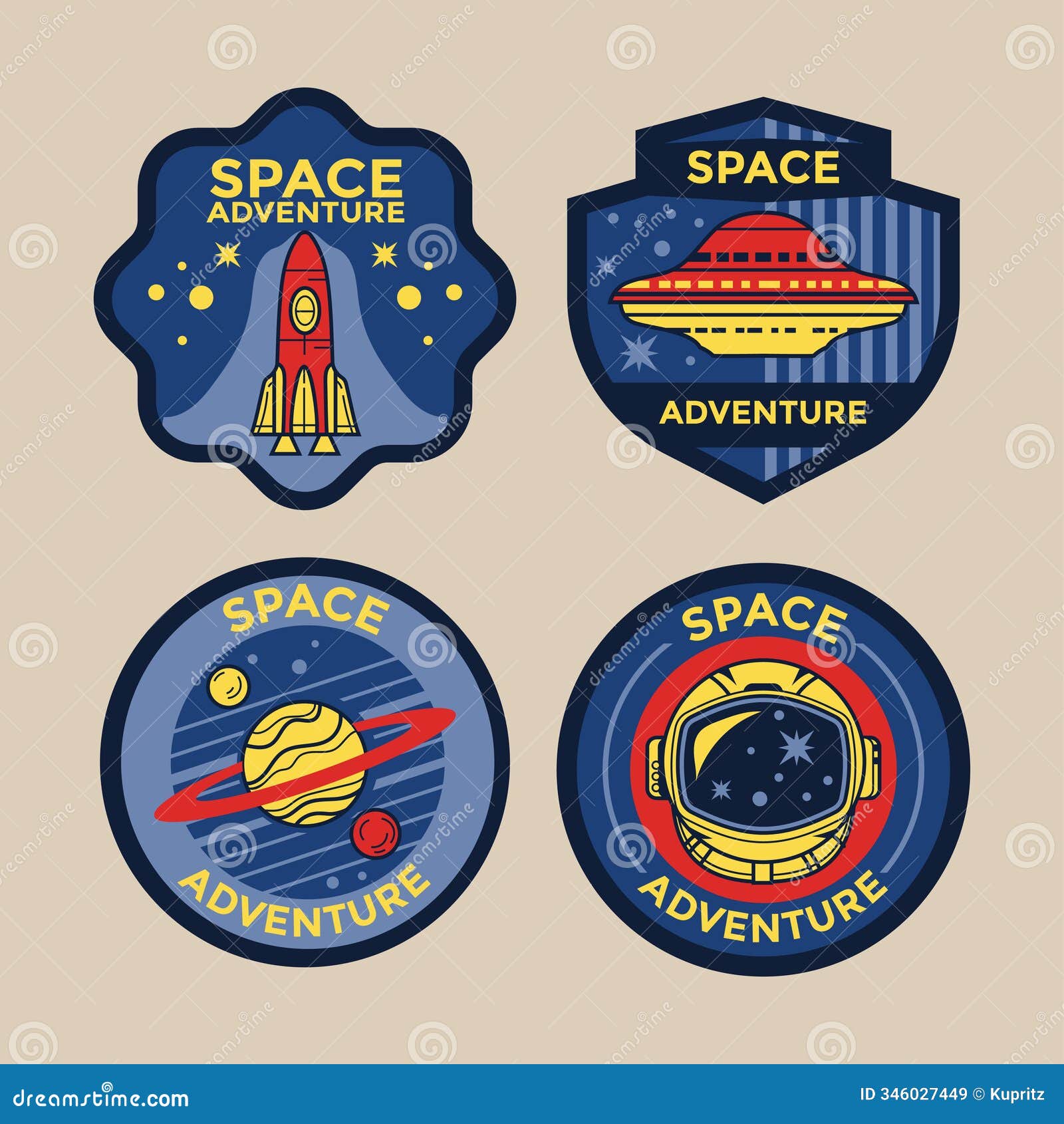 Set of Space Mission Patch Badges and Logo Emblems Vector Stock Vector ...