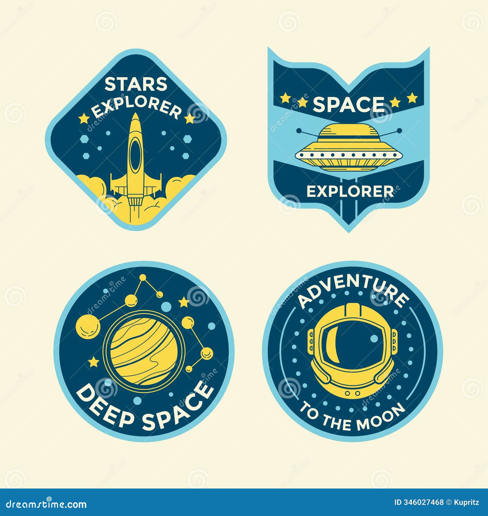 Set of Space Mission Patch Badges and Logo Emblems Vector Stock Vector ...