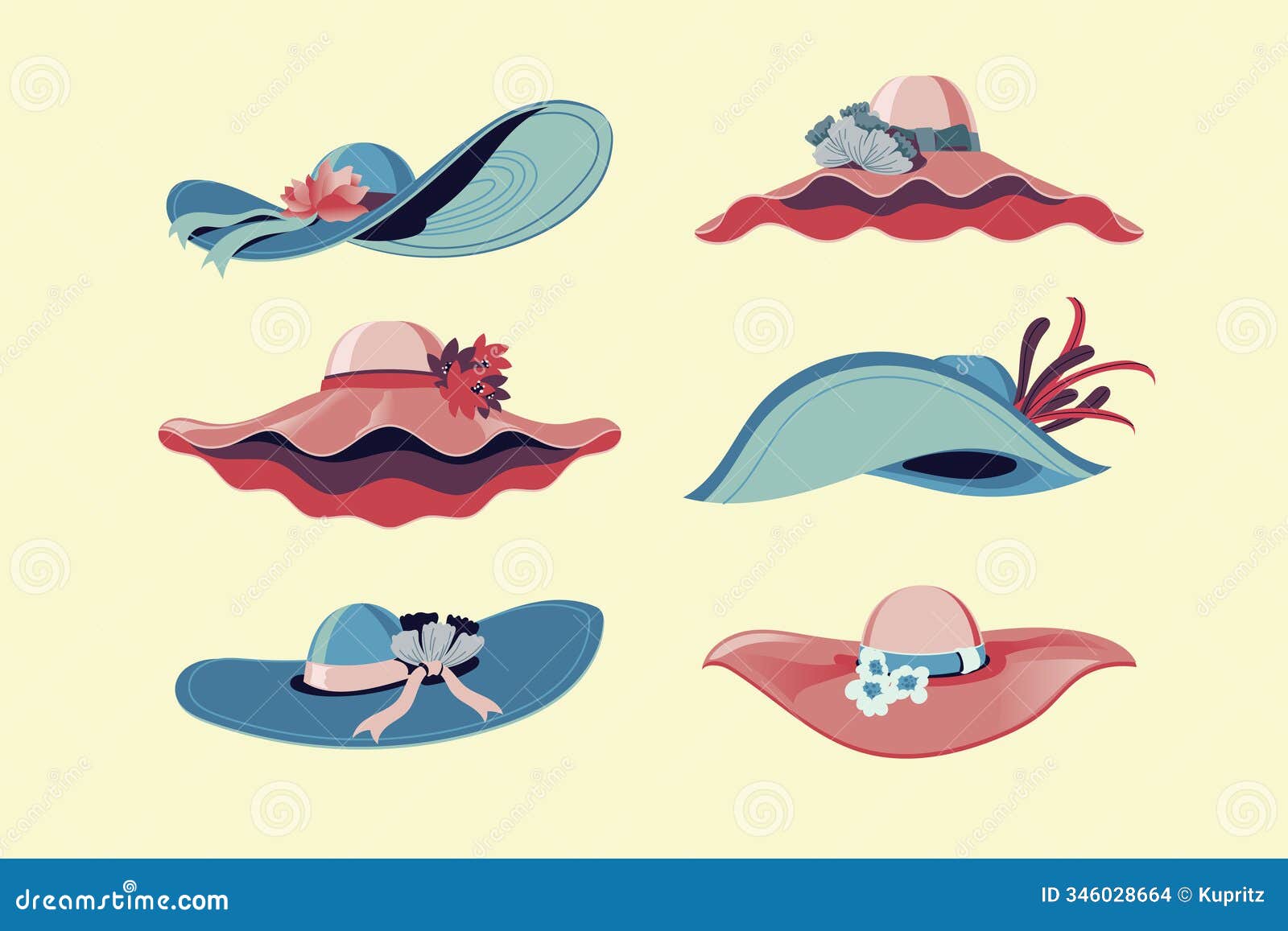 Colorful Kentucky Derby Hats Set Vector Illustration Stock Vector ...