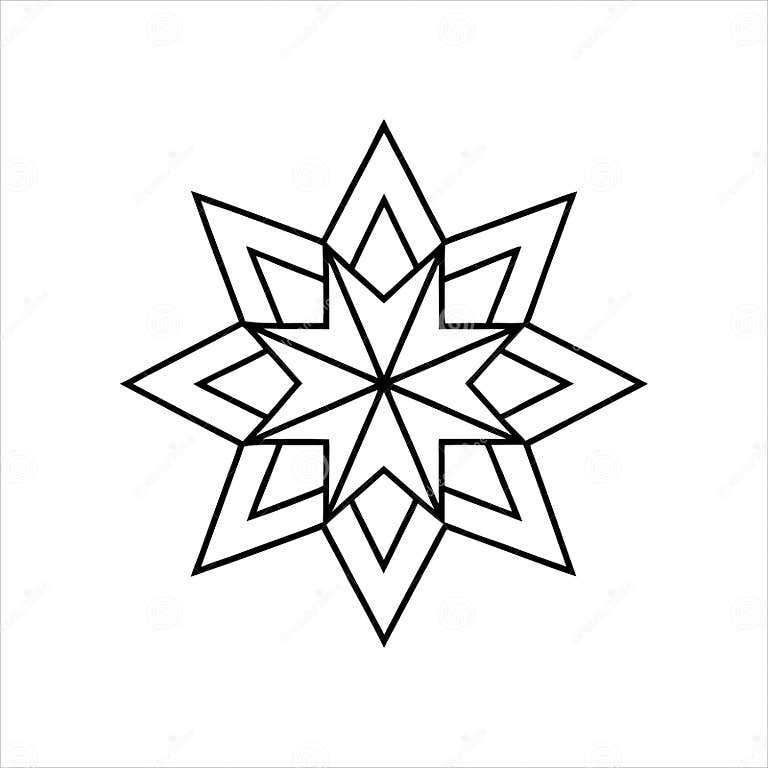 Angular Star Mandala Icon Logo Design on White Background Stock ...