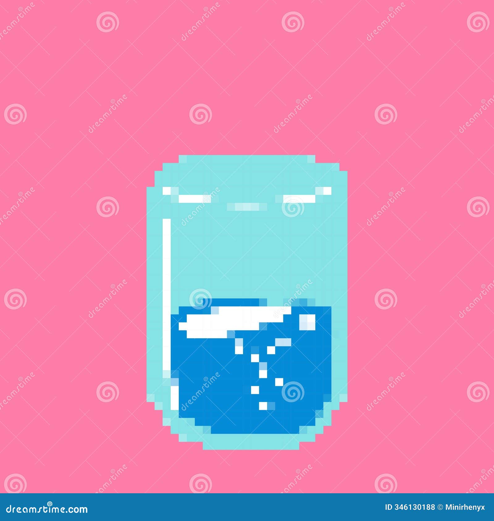 Pixel Glass of Water 16-bit Retro Video Game Graphic Stock Illustration ...
