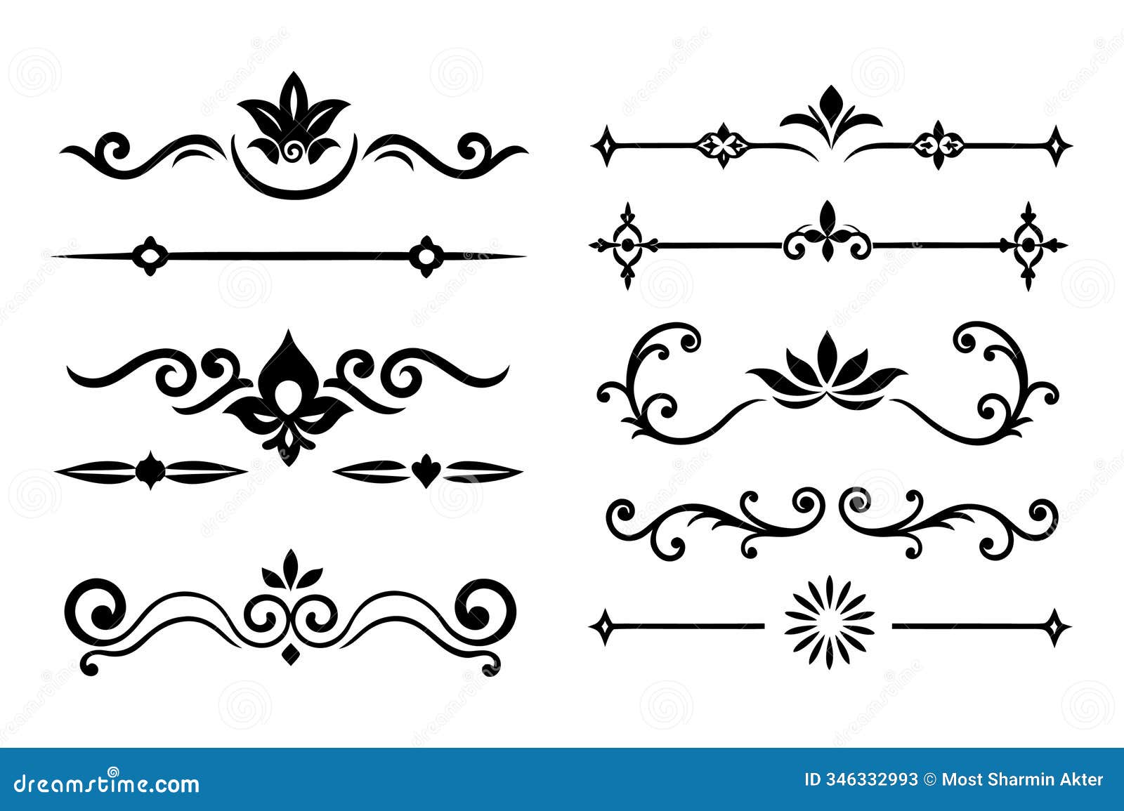Elegant Divider Ornaments Vector Illustration Set. Stock Illustration ...