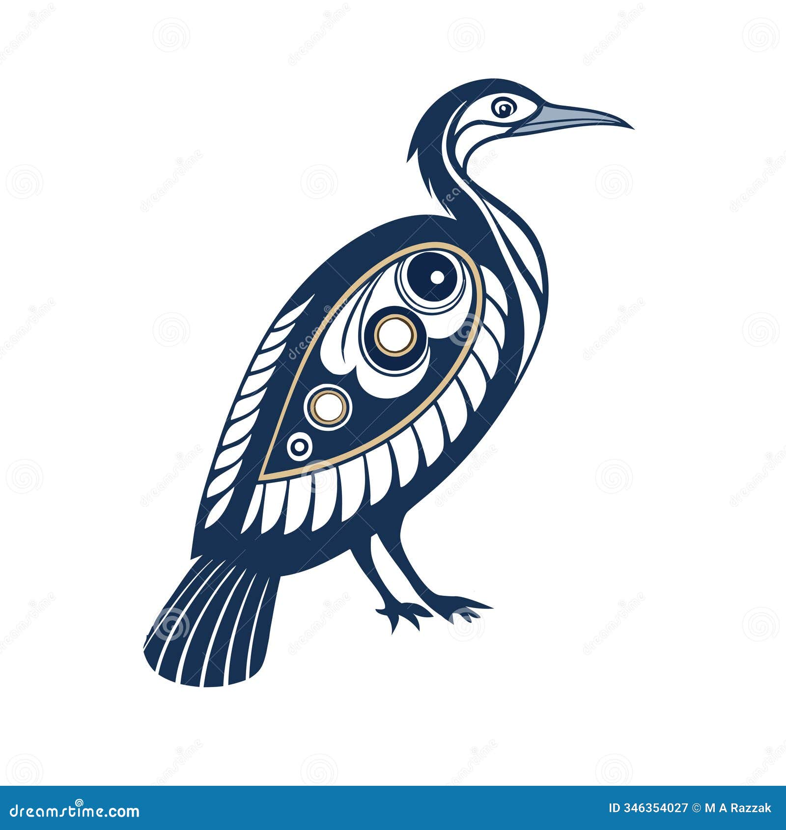 Hand Drawn Cormorant with Illustration Stock Vector - Illustration of ...