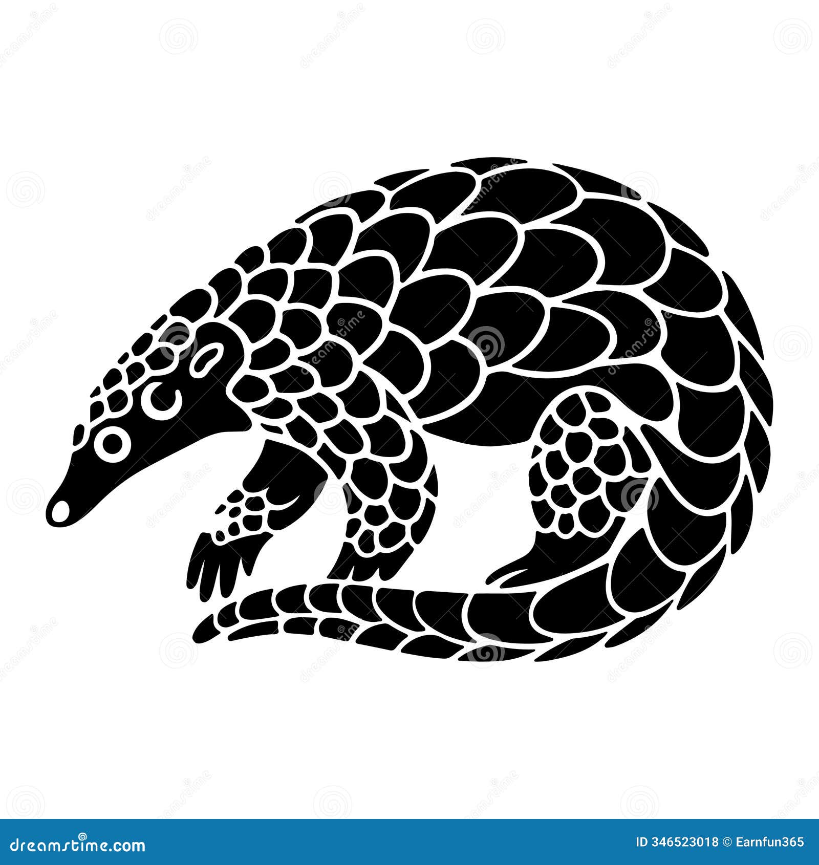 A Silhouette Vector Image of a Pangolin with a White Background Stock ...