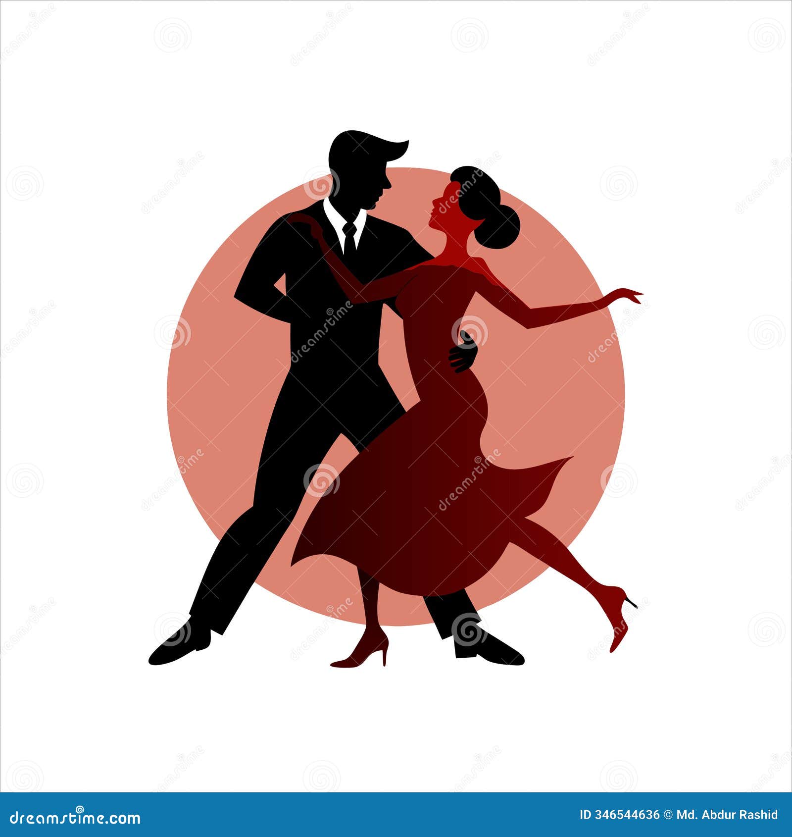 Tango Dancing Couple Man And Woman Vector Illustration, Logo, Icon For ...