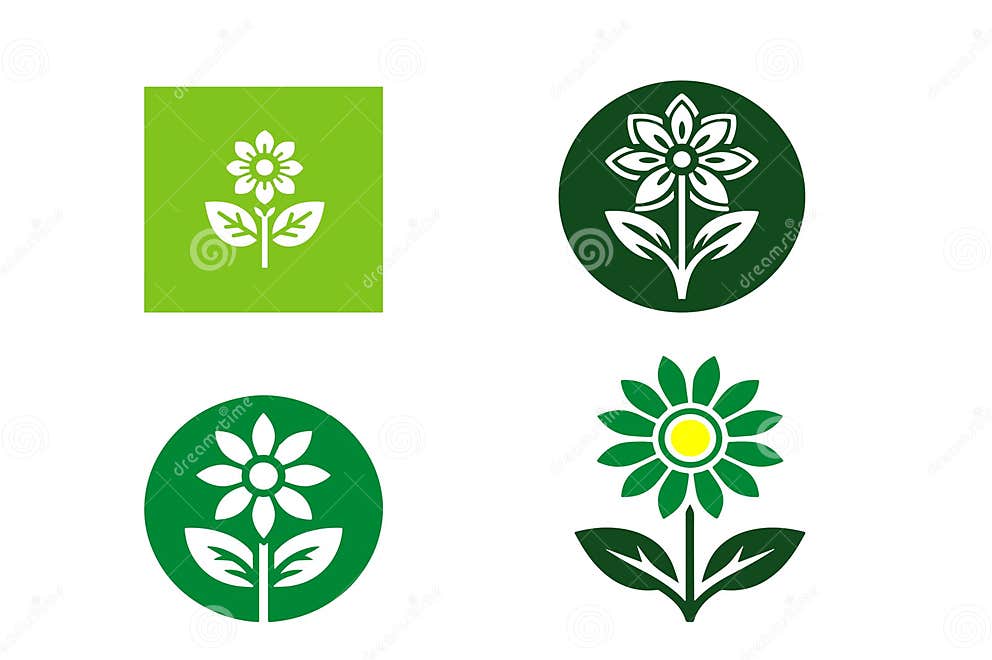 Green Flower Icon Bundle or Set for Logo Design Stock Vector ...