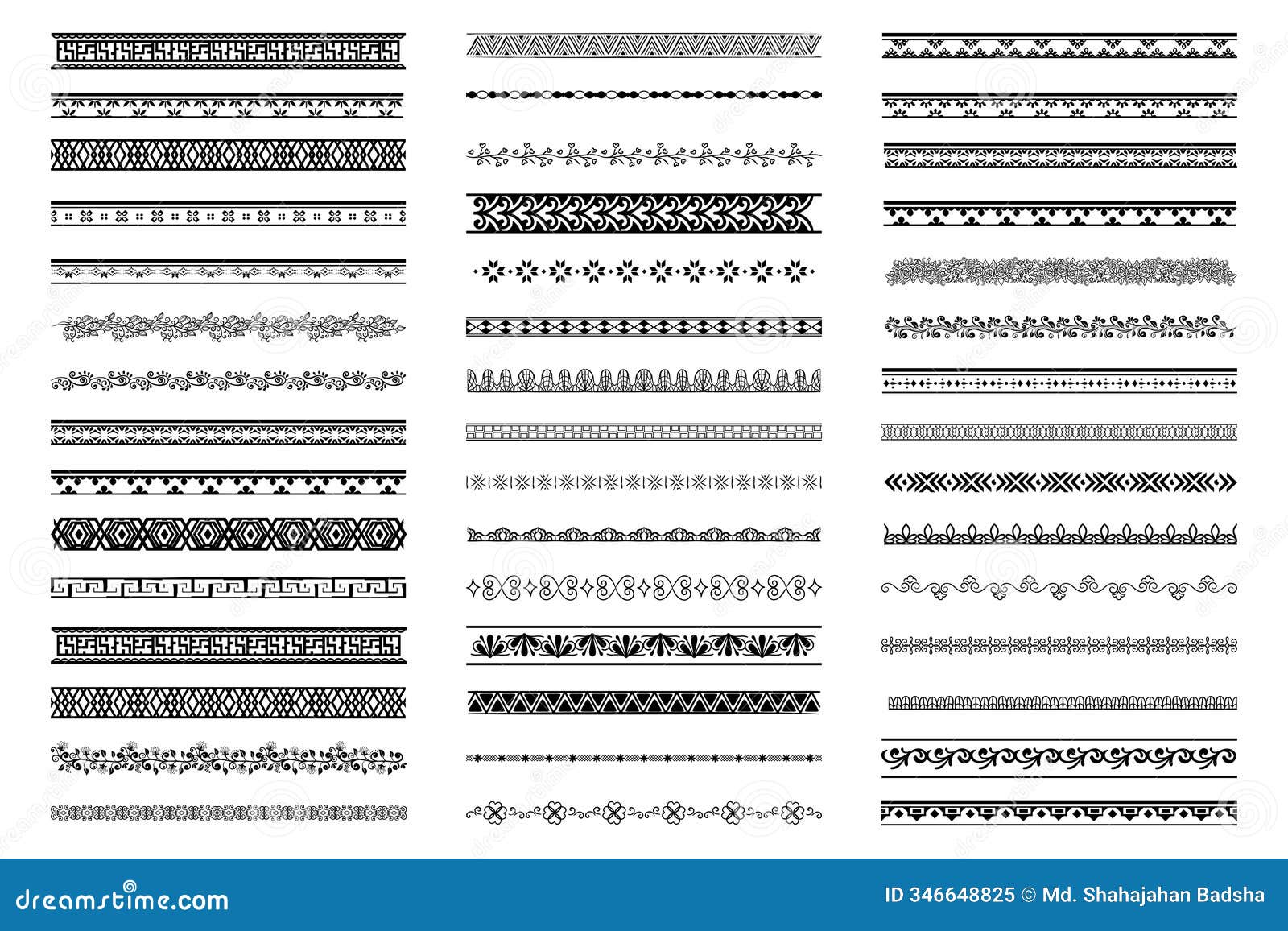 Border Decoration Elements Patterns Stock Illustration - Illustration ...