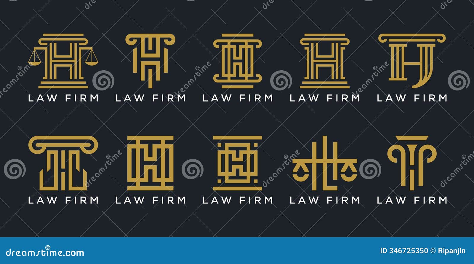 Letter H Justice Law Firm Logo Design, Set Bundle of Collection Vector ...
