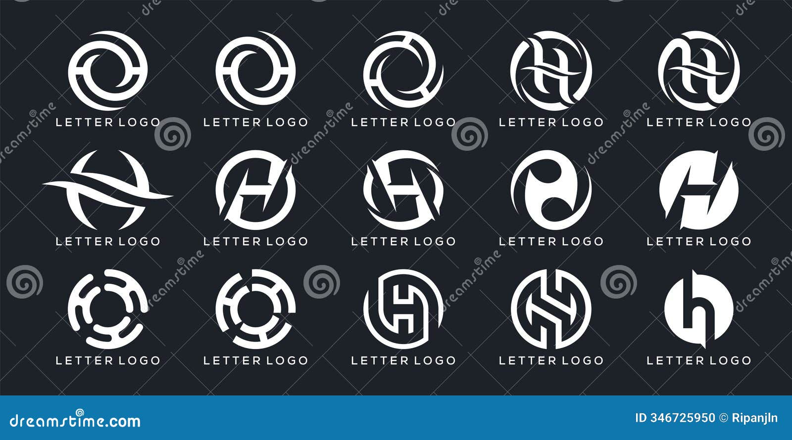 Set of Abstract Letter H Logo Design, Circle Style Graphic Icon, Bundle ...