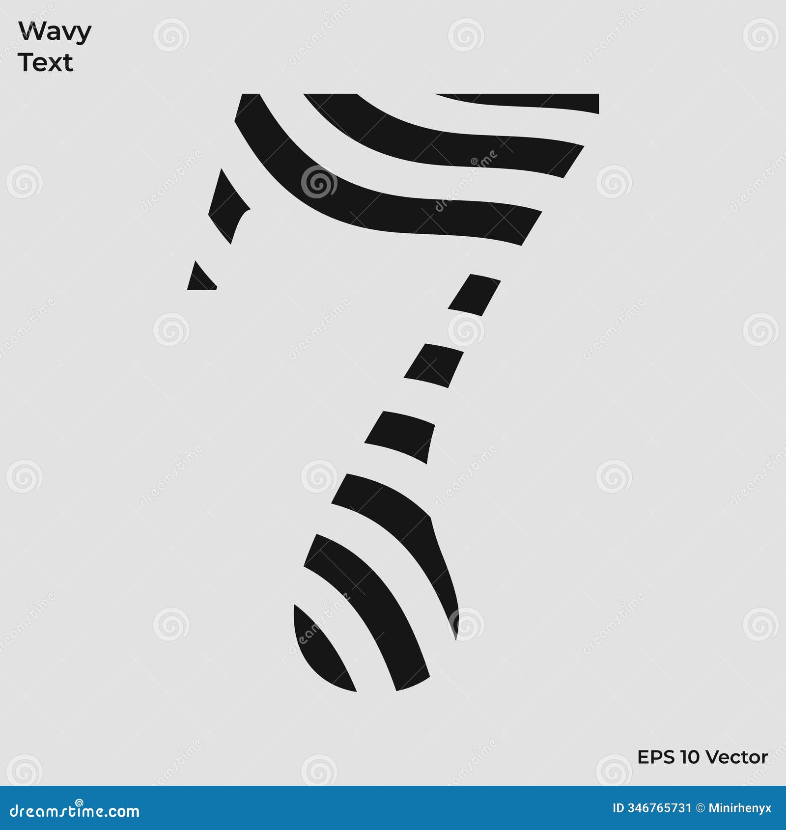 Modern Wavy Stripes Stylized Alphabetical Numbers Isolated Stock Vector ...