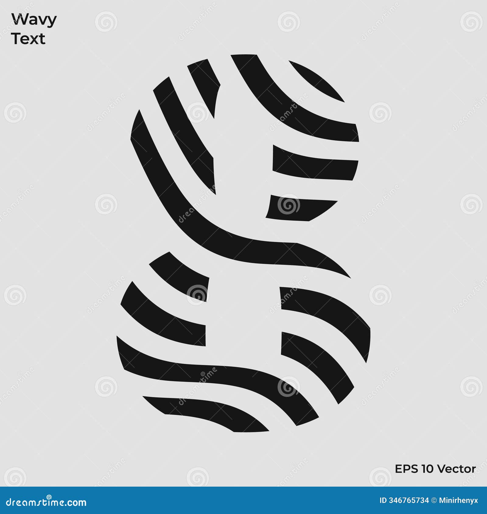 Modern Wavy Stripes Stylized Alphabetical Numbers Isolated Stock Vector ...